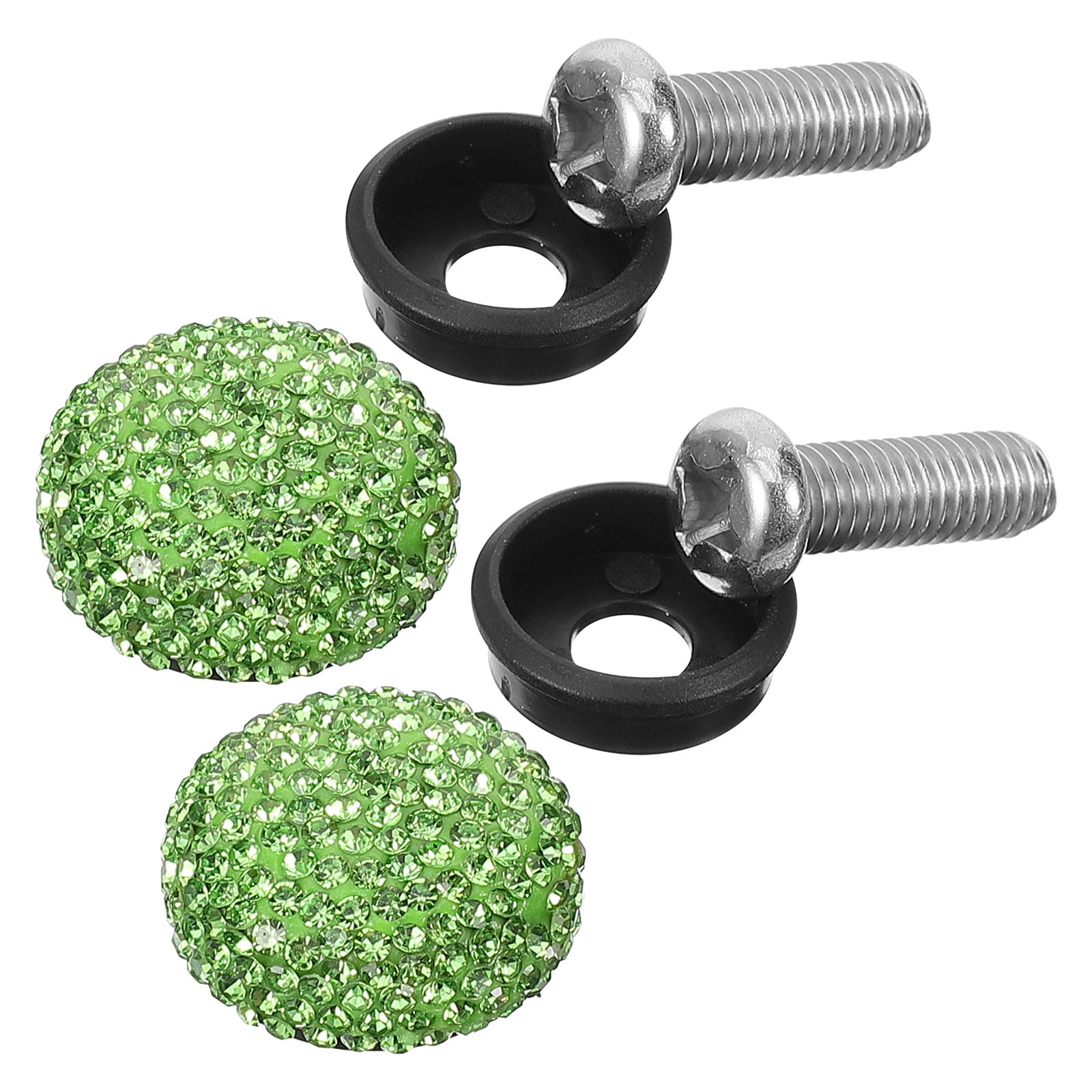 Raindrops Green Rhinestone Nuts and Bolts for License Plate Fasteners ...