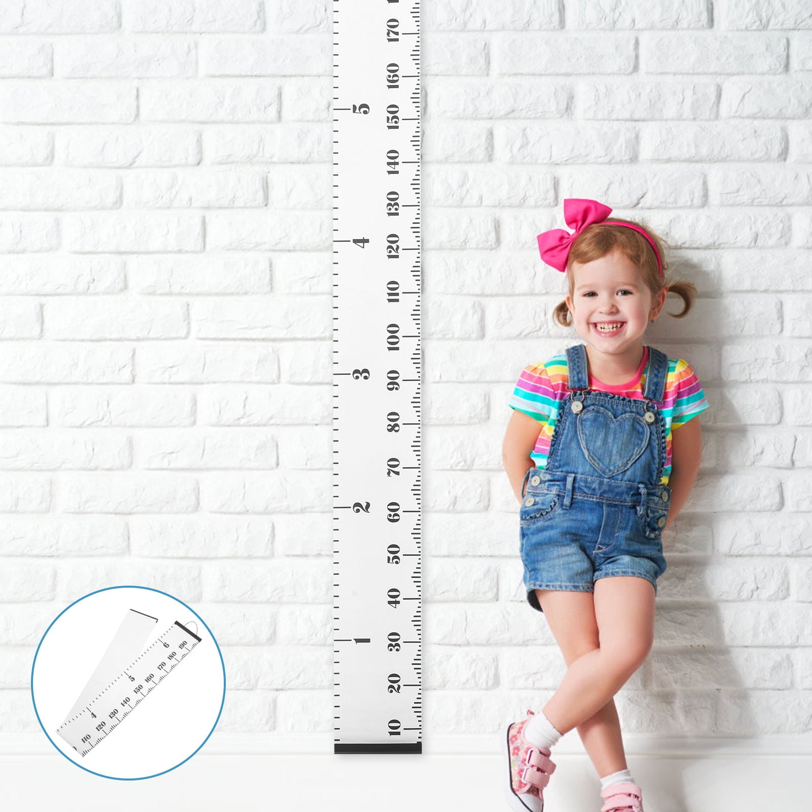 Raindrops Growth Chart For Kids Canvas Height Chart Ruler Removable Wood Hanging Wall Ruler ...