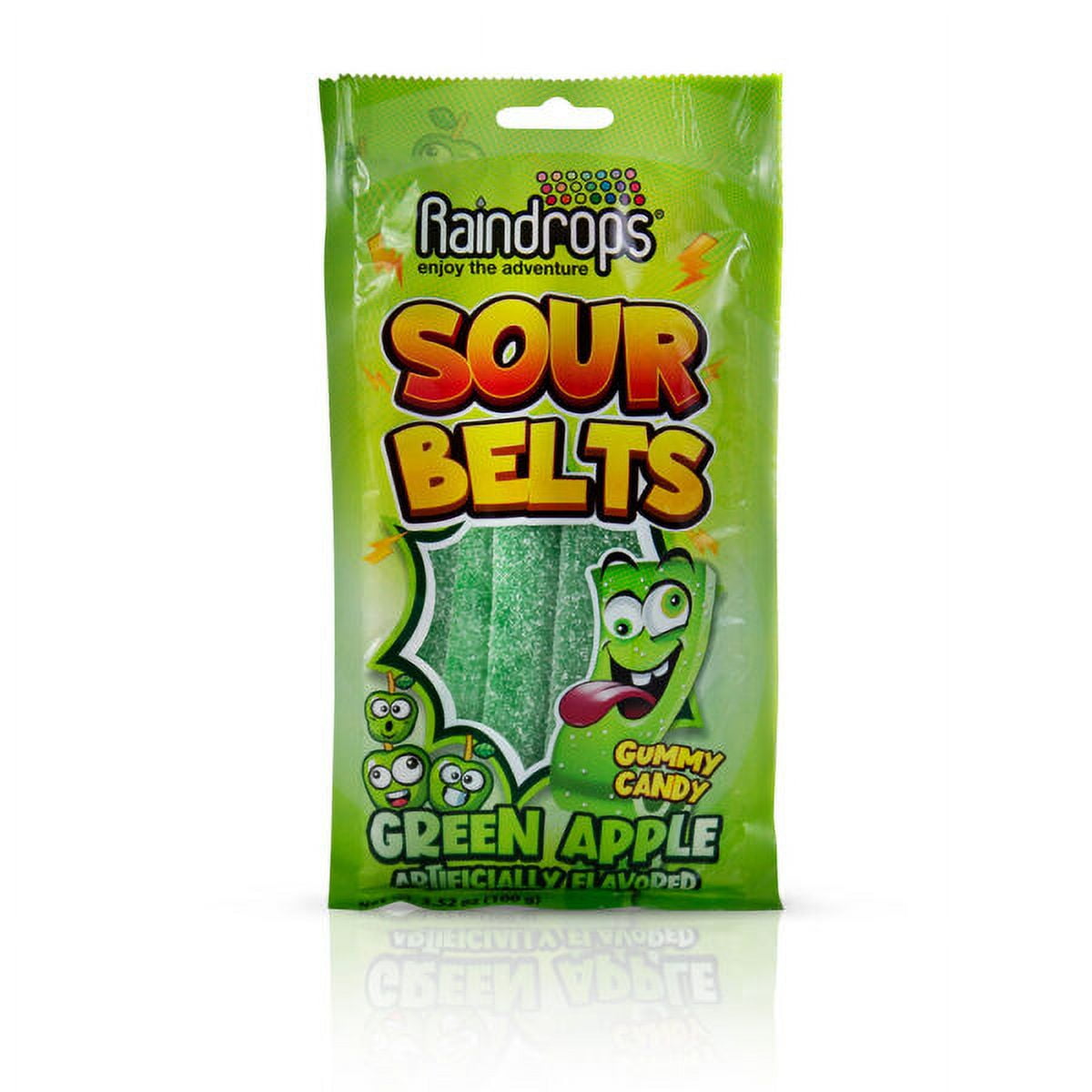 Raindrops Gummy Candy Green Apple Sour Belts, Sour and Delicious, 6 ...