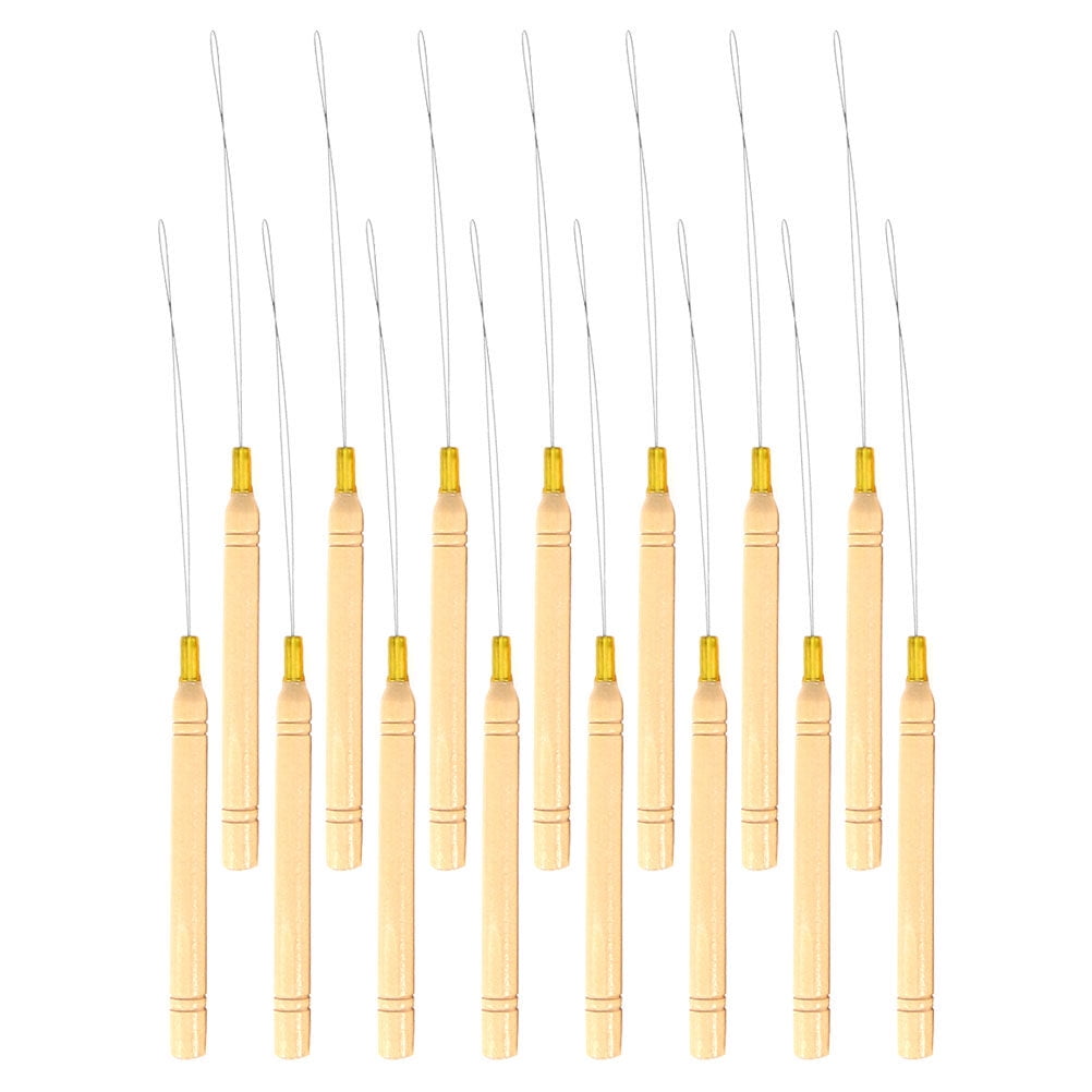 Raindrops Hair Extension Beading Tool 15Pcs Wooden Loop Shape for Hair ...