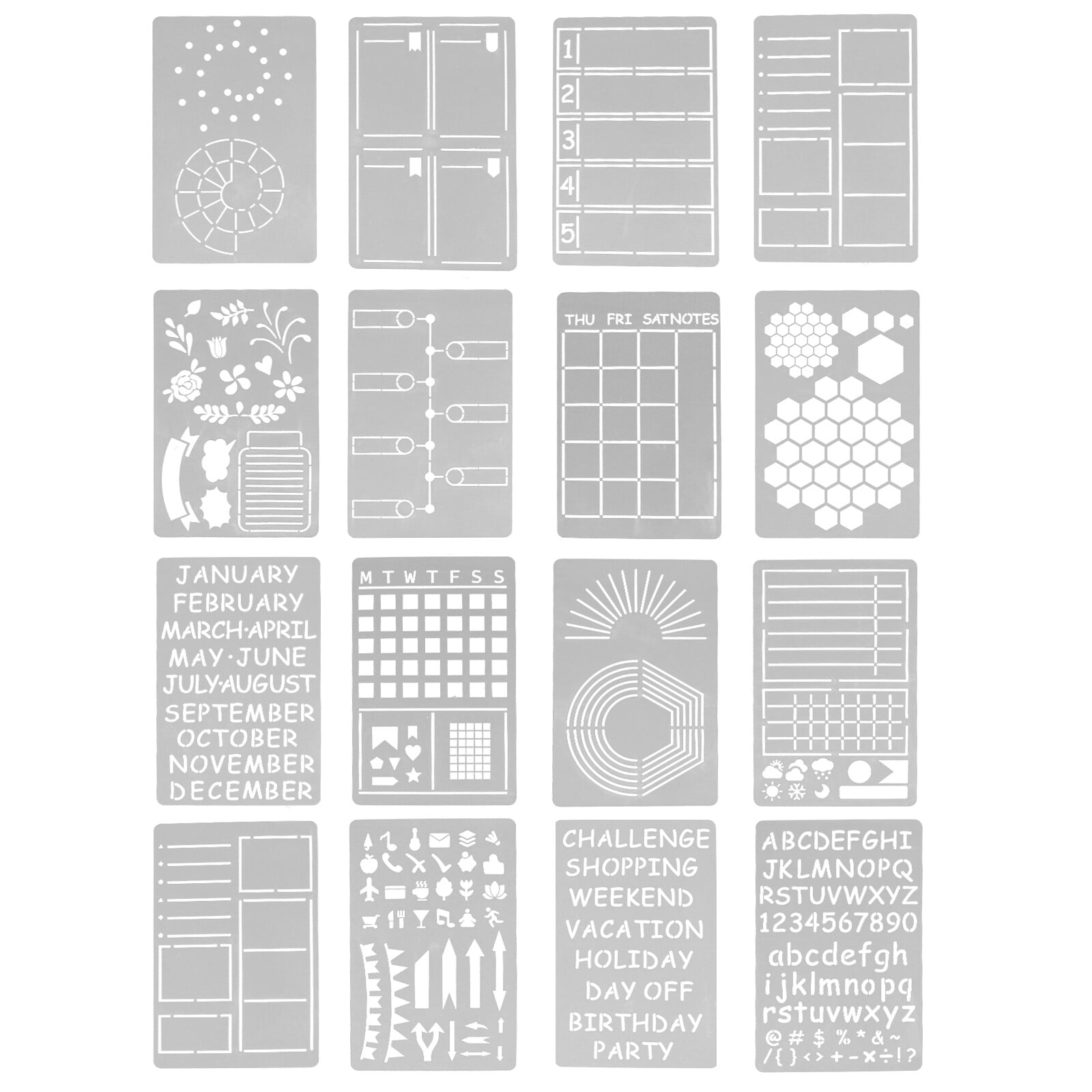 Creative Journal Stencils Set of 16 PET Templates for DIY Crafts and ...