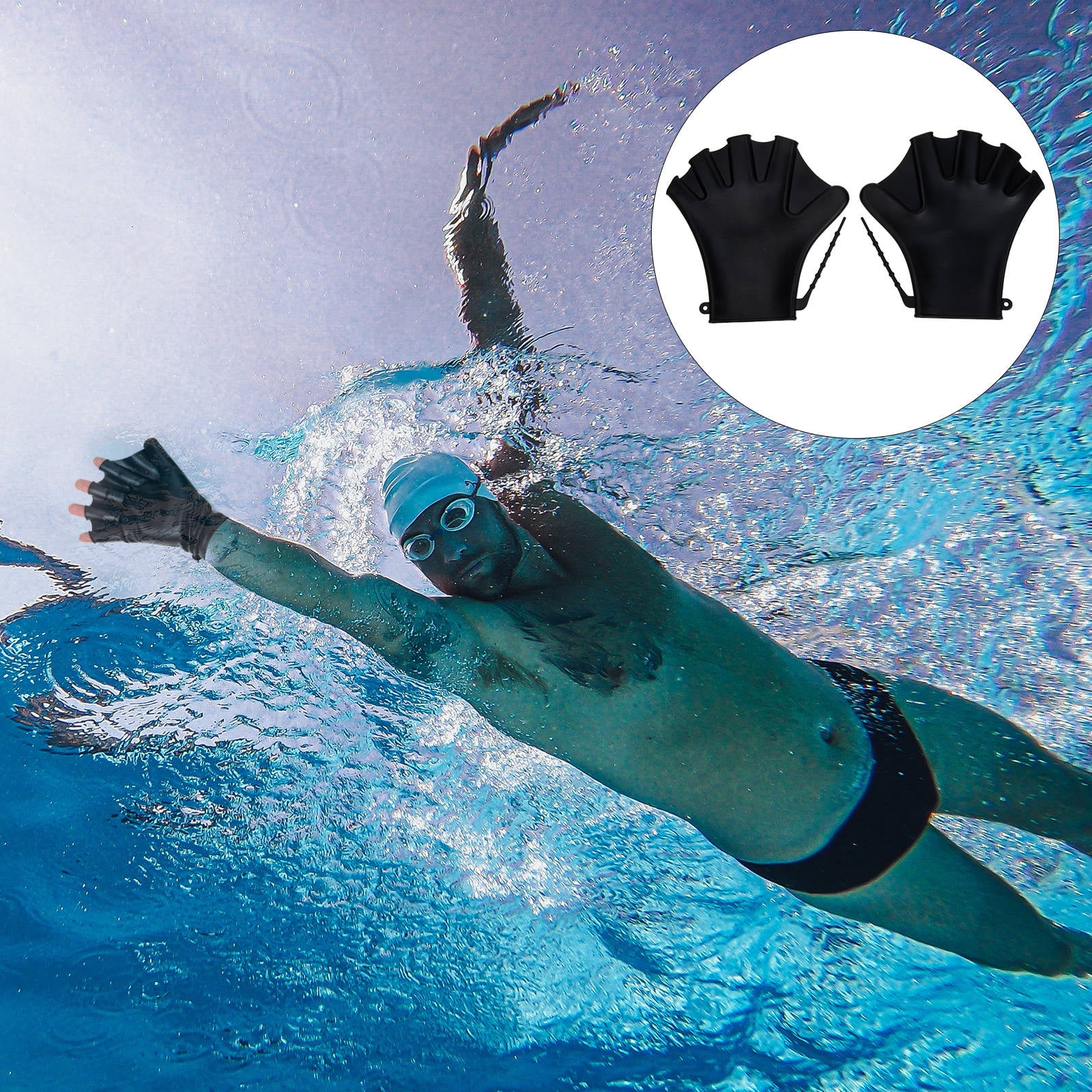 CHICHUMID Swim Paddles for Lap Swimming Black 1 Pair 7.9x7.9x0.1in ...