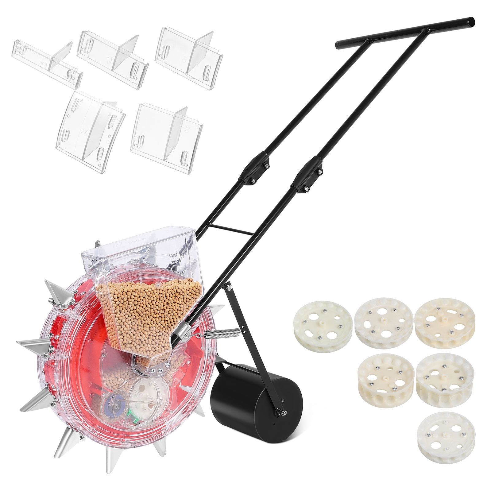 Raindrops Hand-Push Seeder Planter Manual Garden Roller Fertilizing Applicator Manual Rolling ...