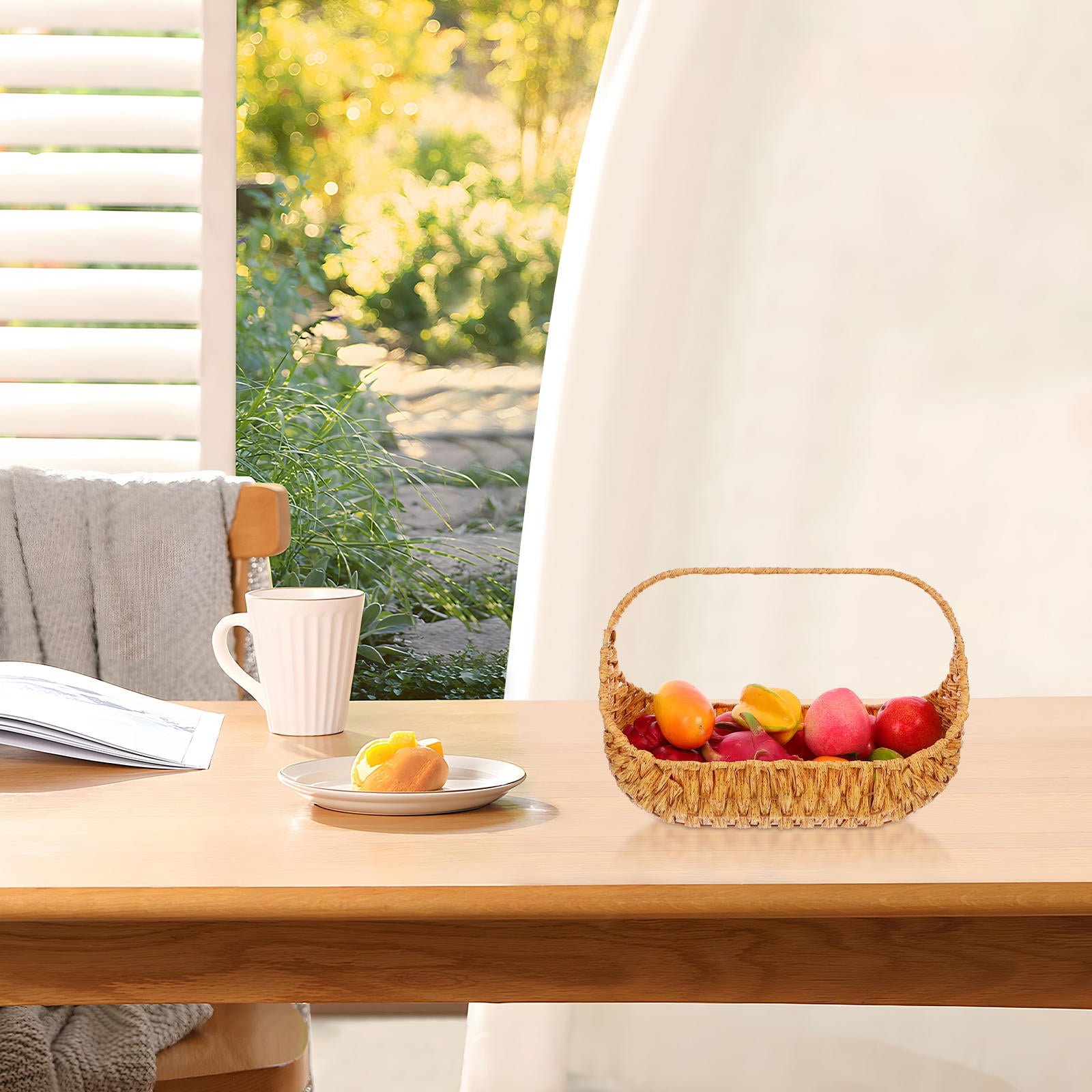 Raindrops Handheld Woven Basket Artificial Rattan Picnic Basket Storage ...