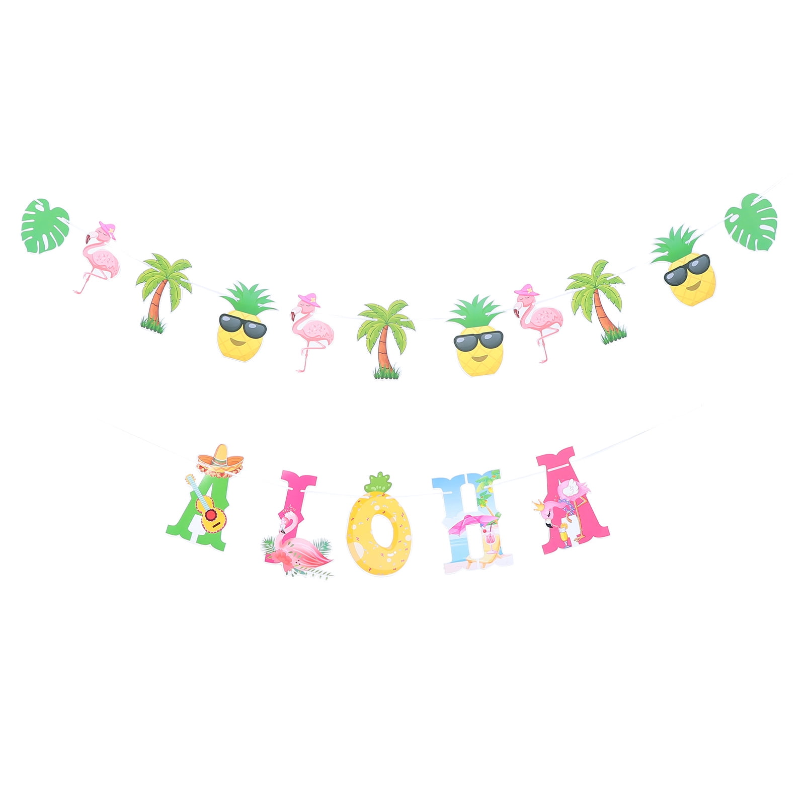 Raindrops Hawaiian Tropical Banner 2Pack Colorful Paper Bunting for ...