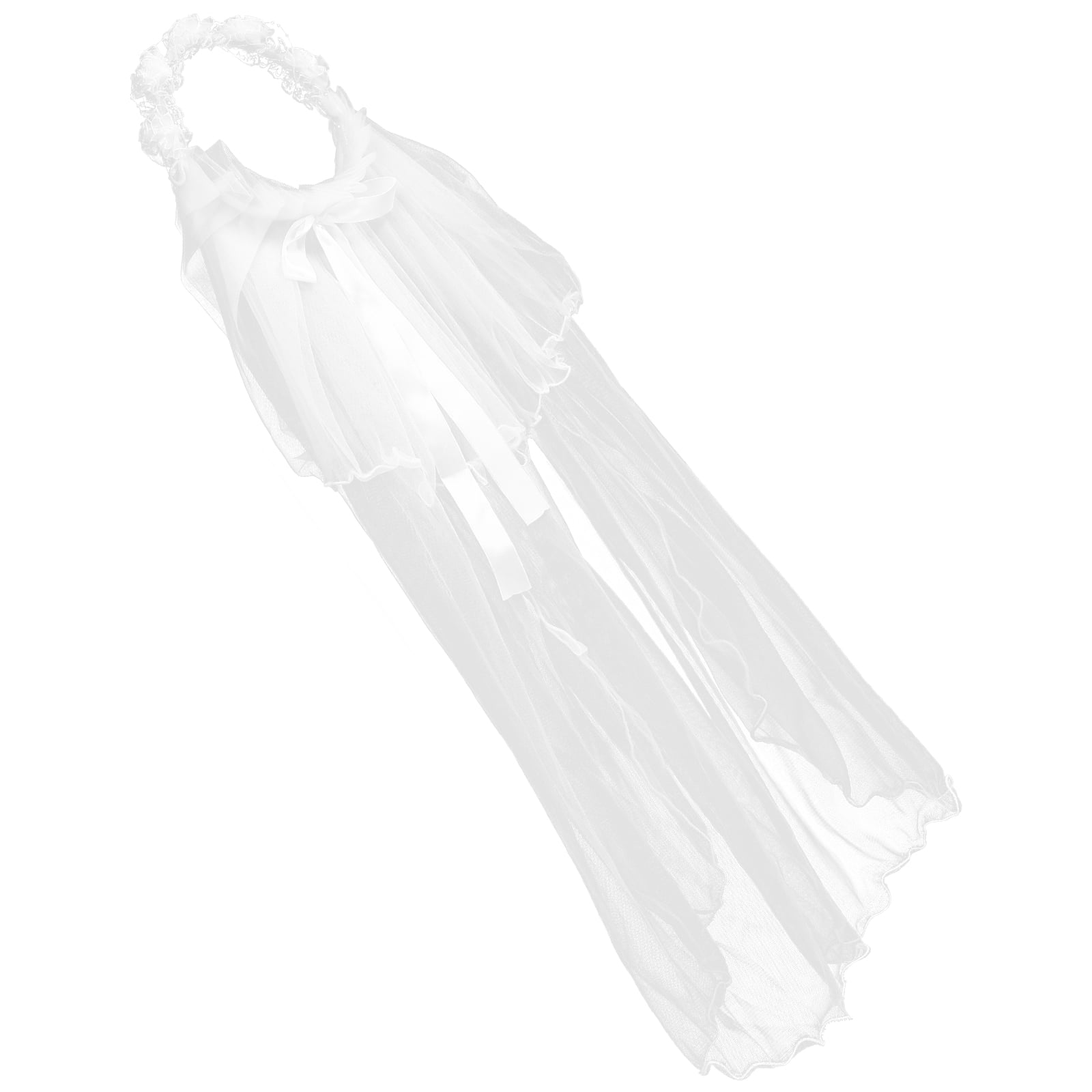 Flower Girl Veils Two Layers White Wedding Communion Hair Wreath White ...