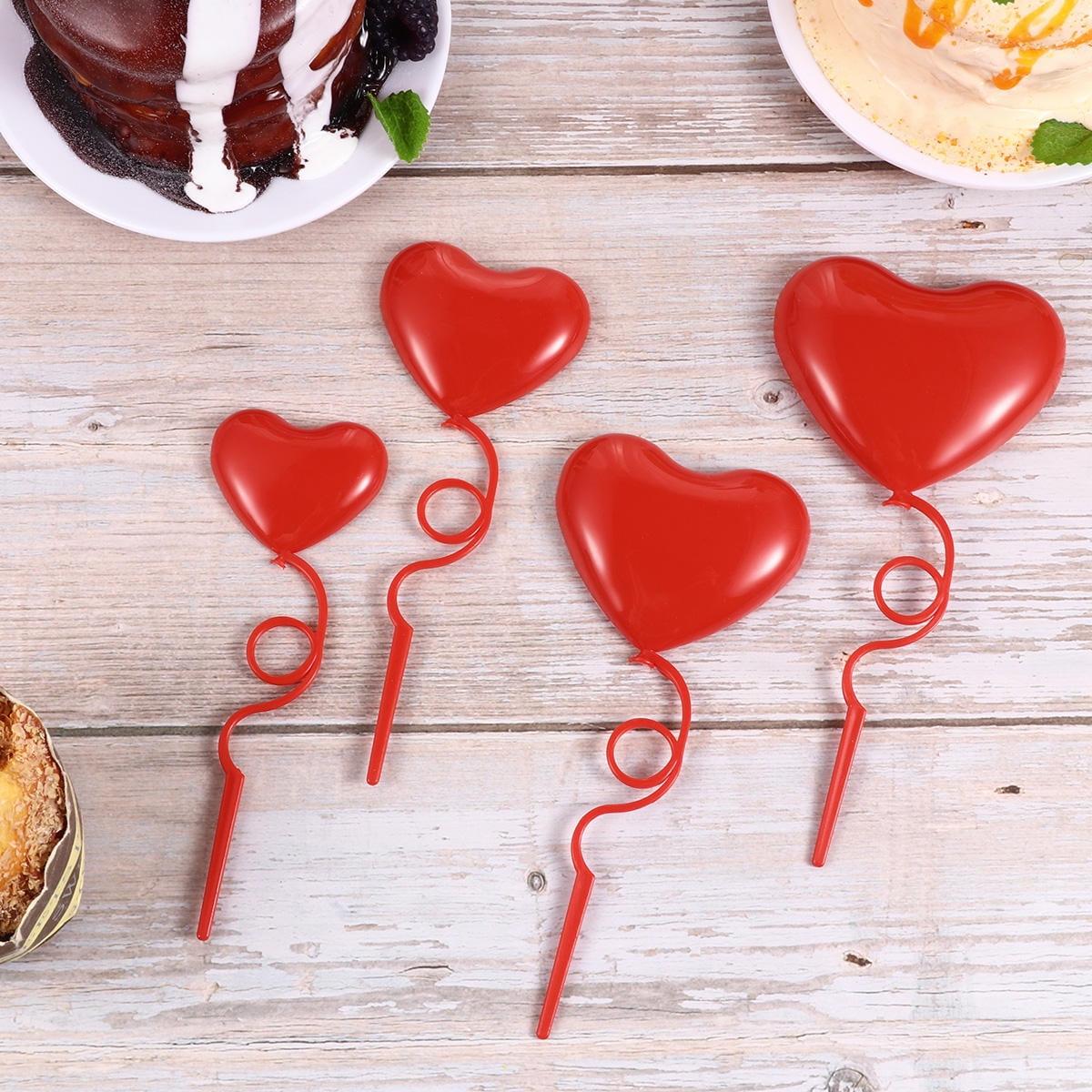 Raindrops Heart Shaped Cake Picks for Birthday Plastic Red Safe for ...
