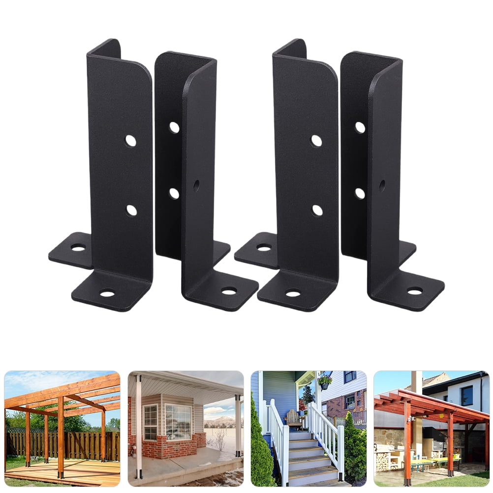 Raindrops Heavy Duty Steel Retrofit Post Base Brackets Black Iron 4Pcs ...