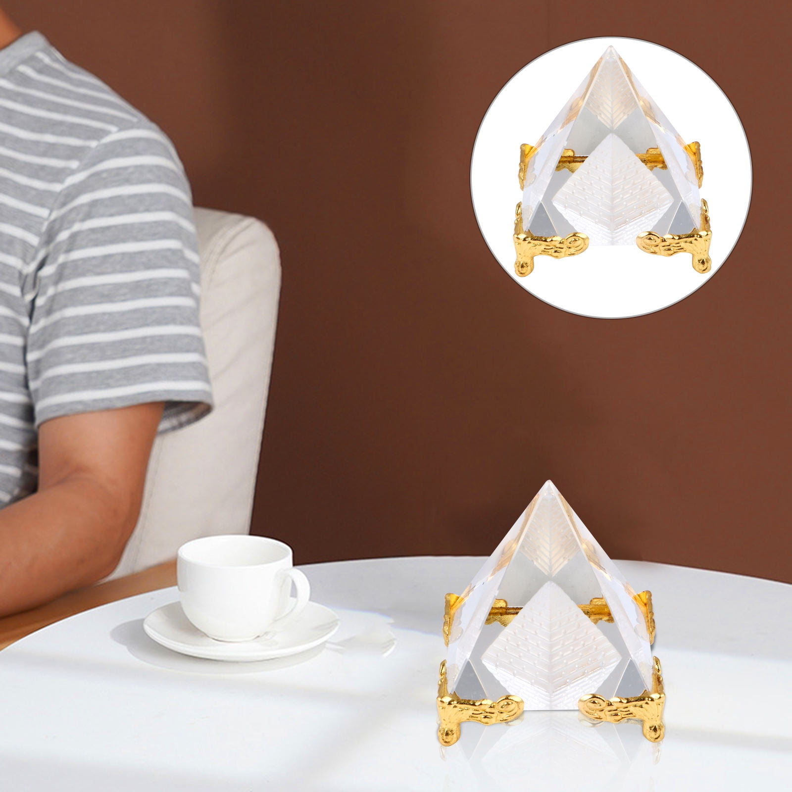 Raindrops Hemoton 1pc Crystal Pyramid Figurine for Feng Shui Crafts ...