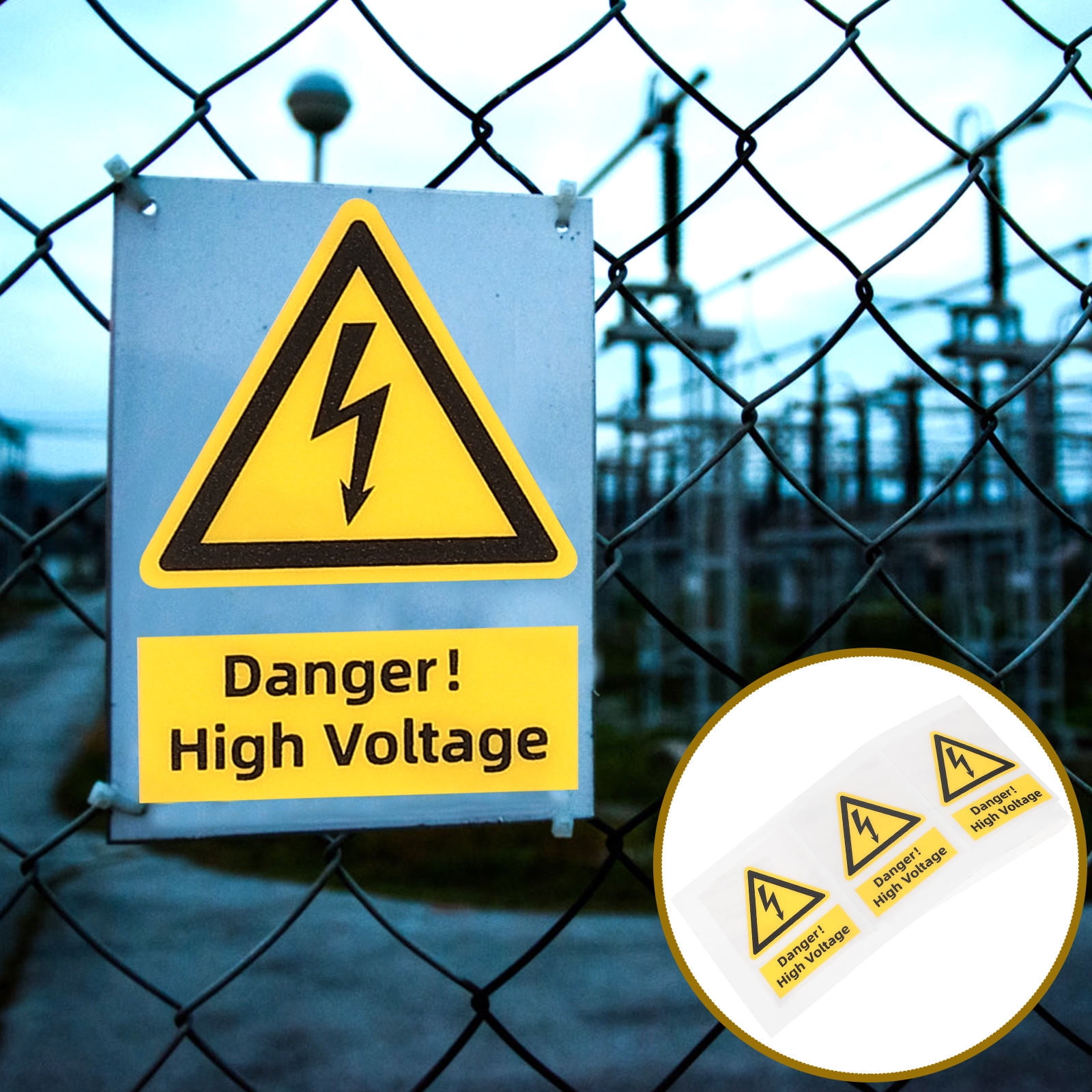 Raindrops High Voltage Warning Stickers with Adhesive Design for Safety ...