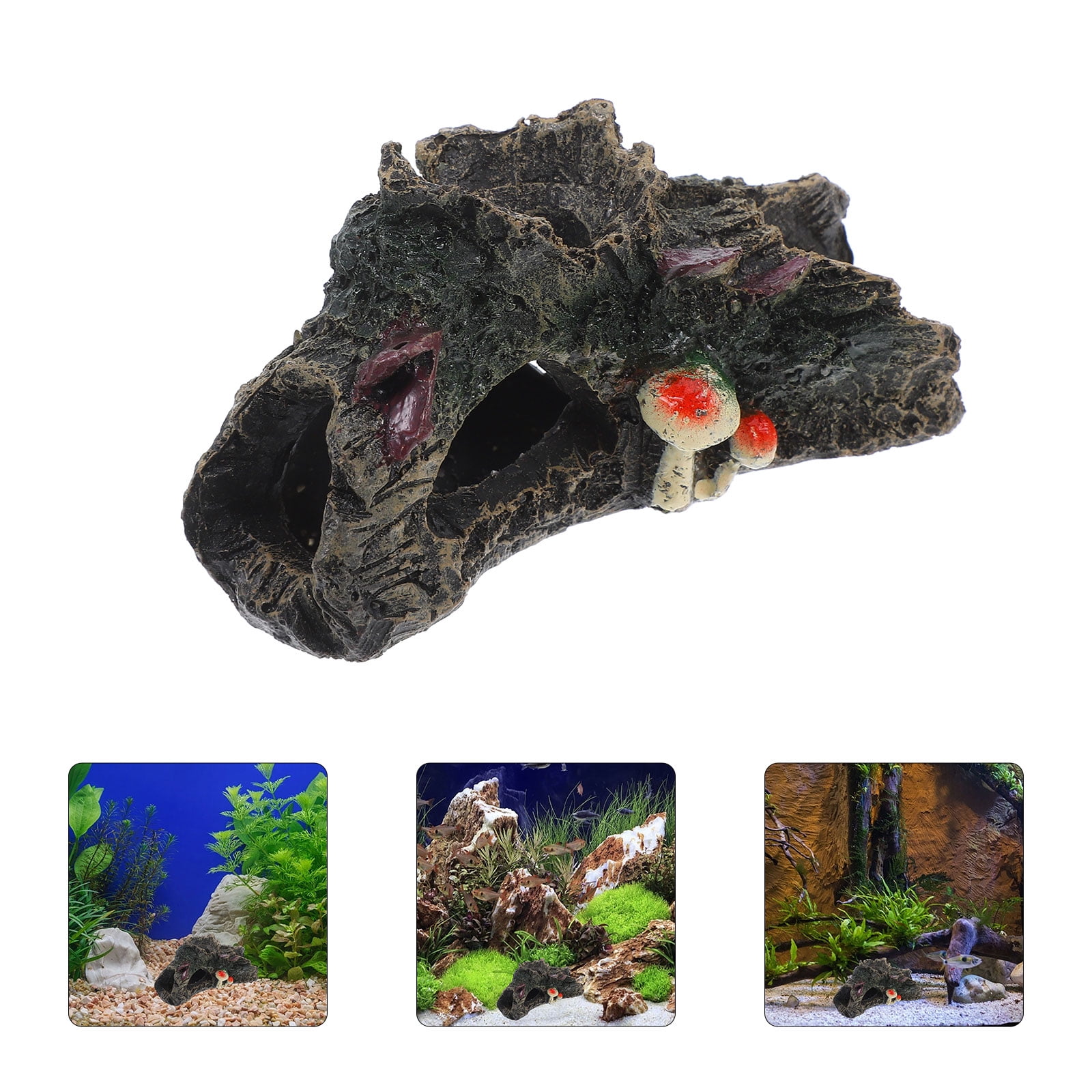 Raindrops Hollow Tree Trunk Betta Hideout Fish Tank Hideout Reptile Log ...