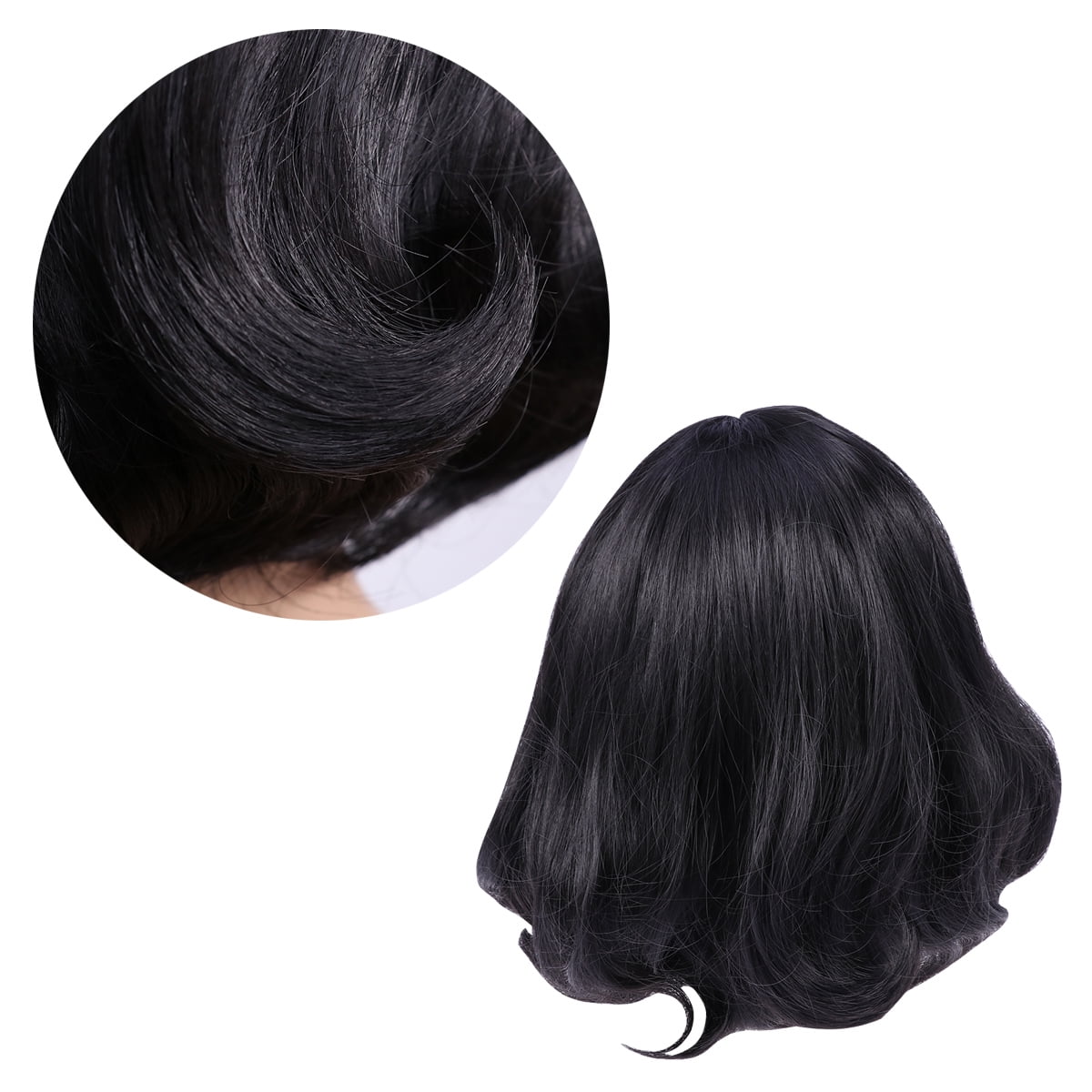 Raindrops Human Hair Wigs Flat Bangs Wigs Comfortable Wigs Miss Black ...
