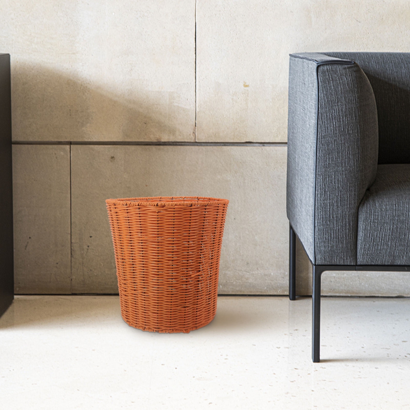 Raindrops Imitation Rattan Trash Can Weaving Wastebaskets Tall Wicker ...
