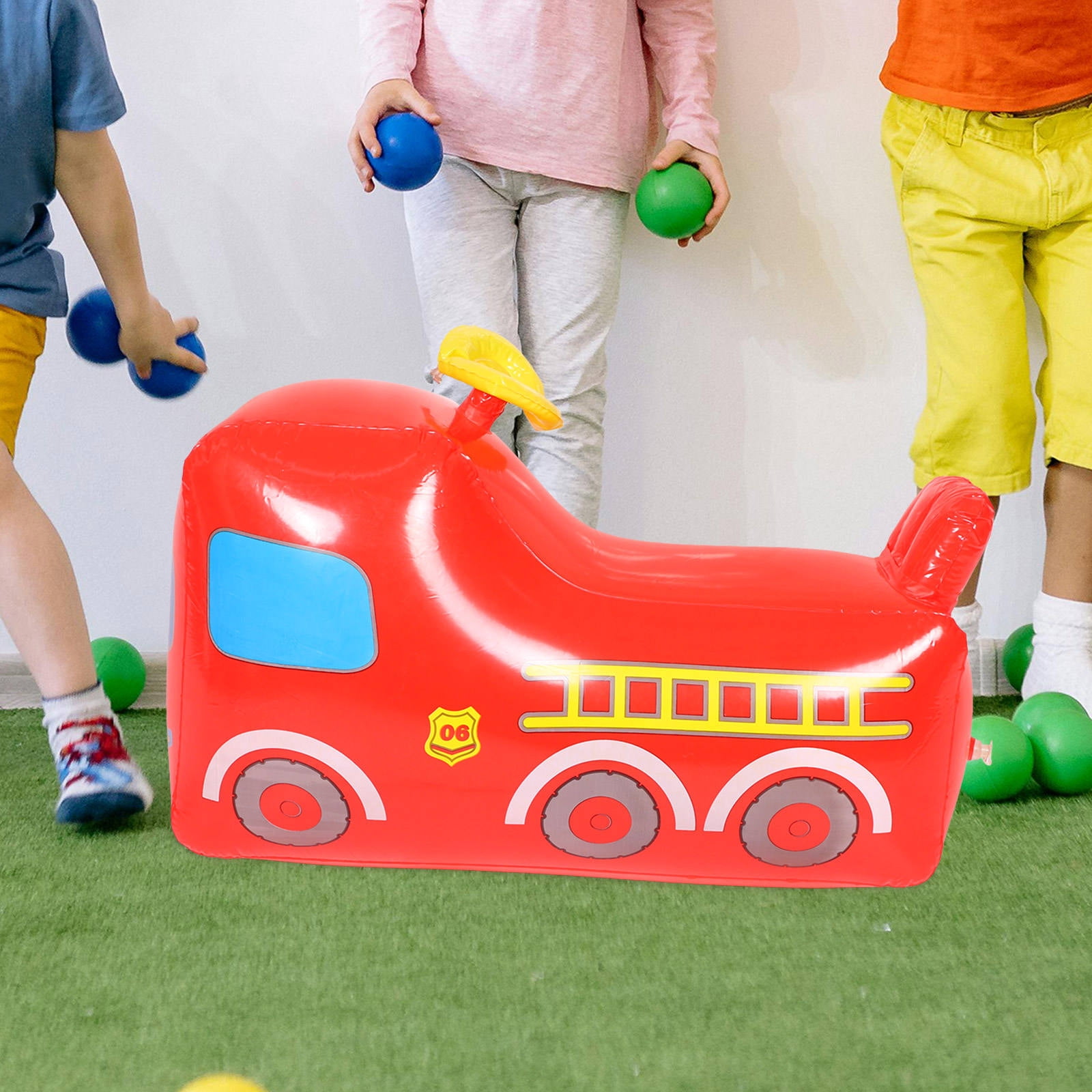 Raindrops Inflatable Fire Truck Toy Red Pvc Fire Truck Hand Eye ...
