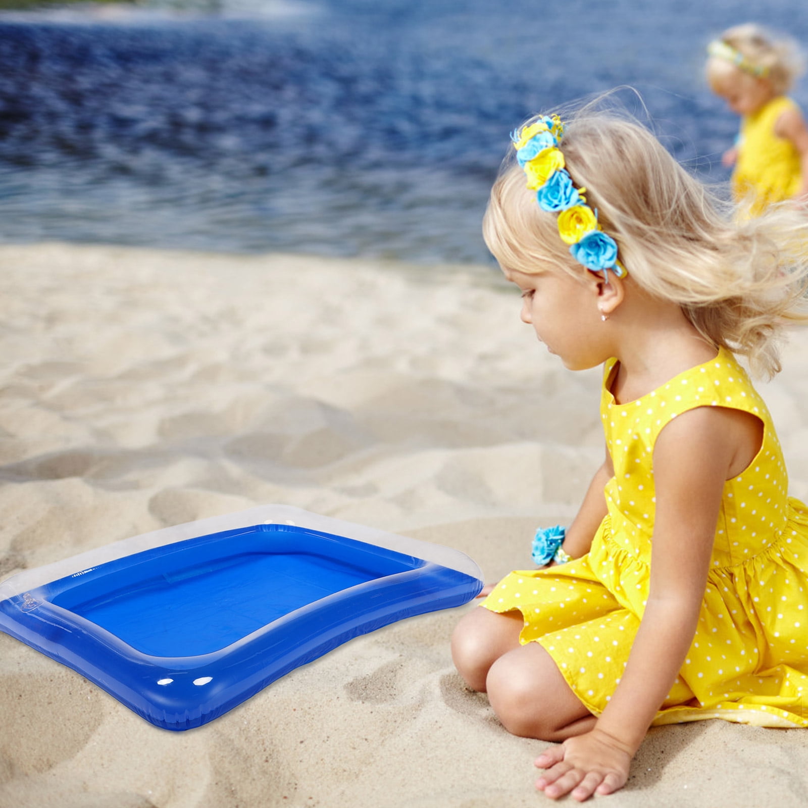 Raindrops Inflatable Kids Beach Sandbox Blue PVC for Sand Play Set 1Pcs ...