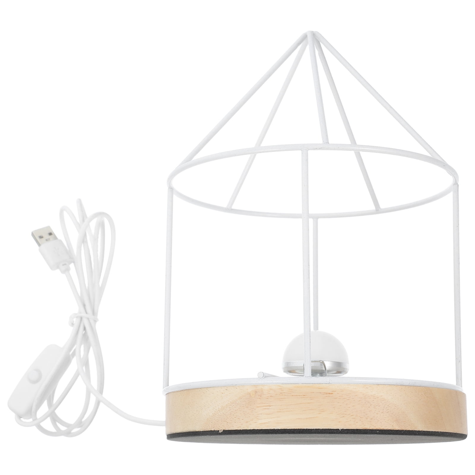 Raindrops Iron Wire Lamp Shade Frame with Wooden Base USB Type Desk ...