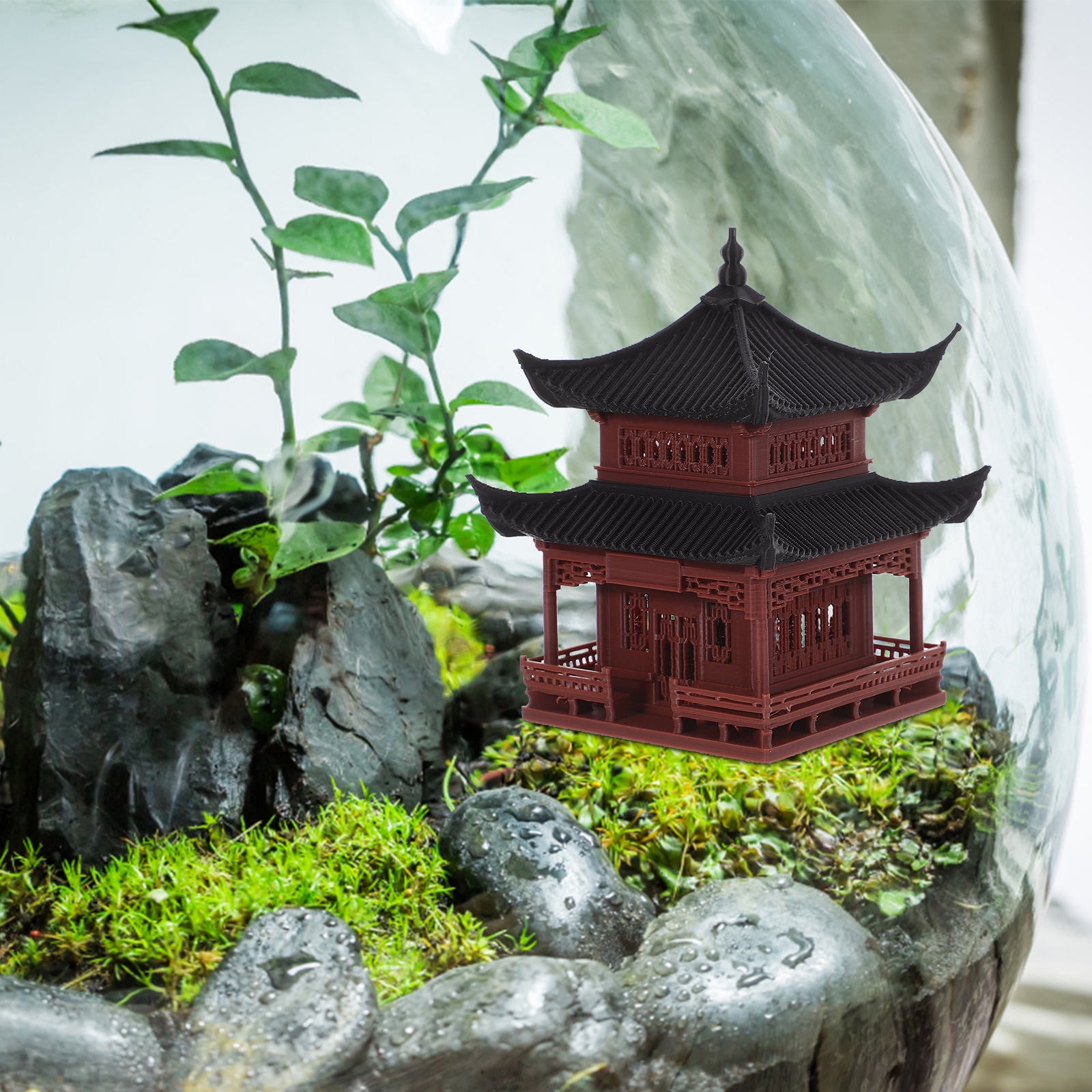 Raindrops Multi-Color Chinese Style Plastic Pavilion Aquarium Ornament ...
