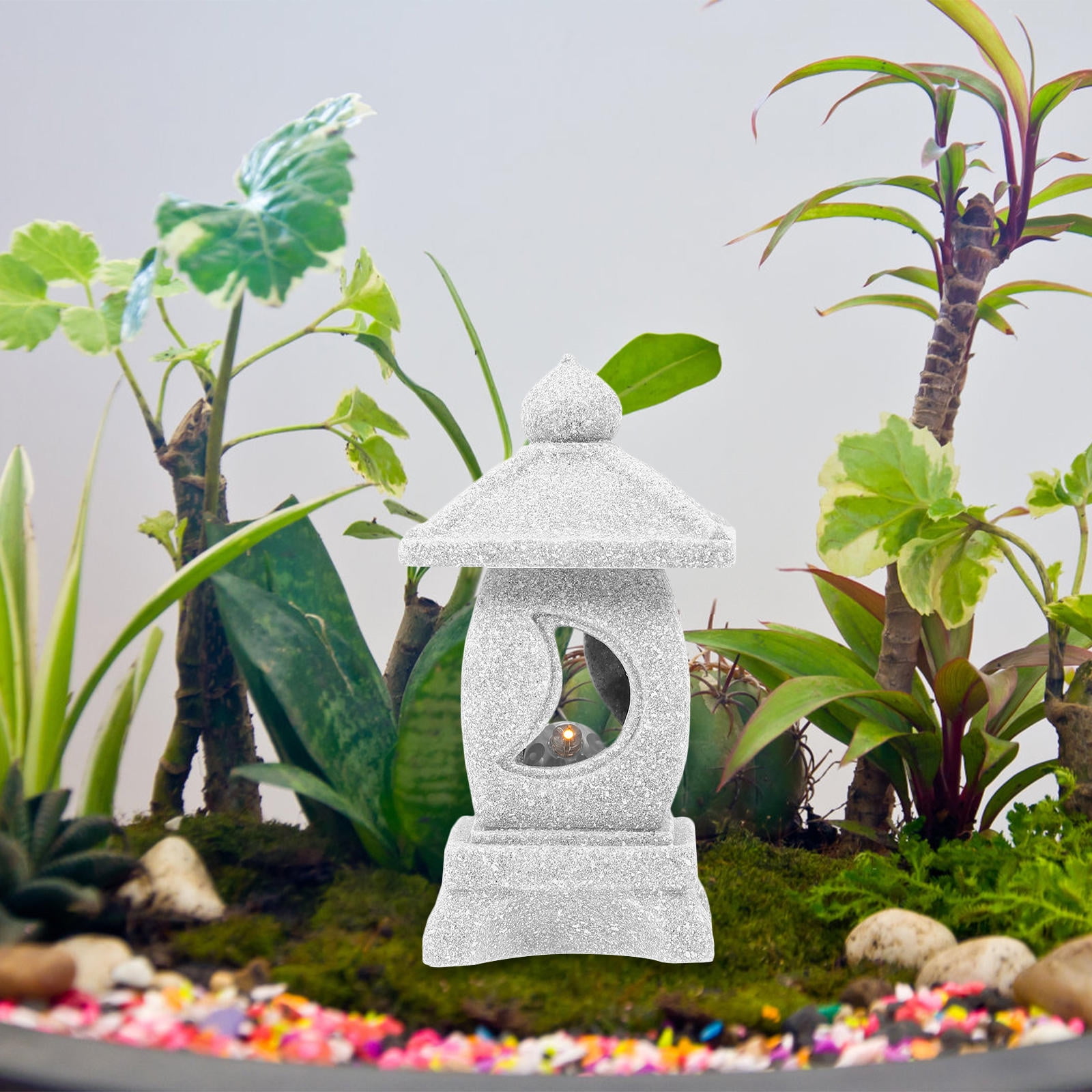 Raindrops Japanese Garden Decor Stone Pagoda Statue Grey Color Delicate ...