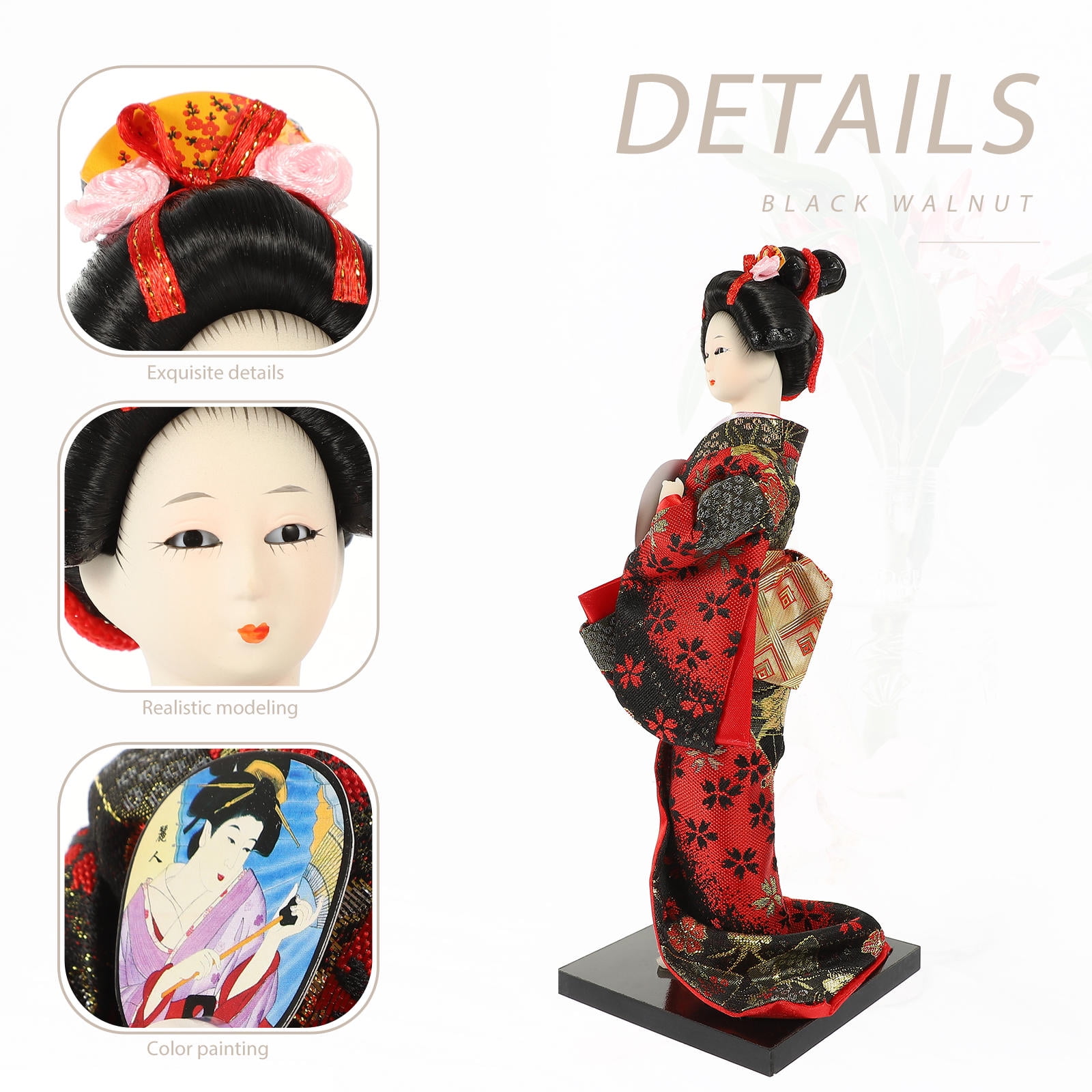 Raindrops Japanese Geisha Doll for Home Decor Made of Plastic Black ...