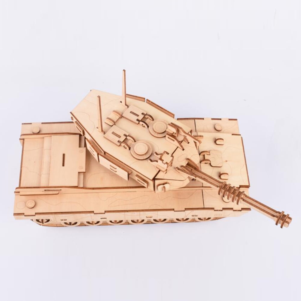 Raindrops Khaki Wooden Tank Puzzle Toy for Kids 3D Educational Wood Toy ...