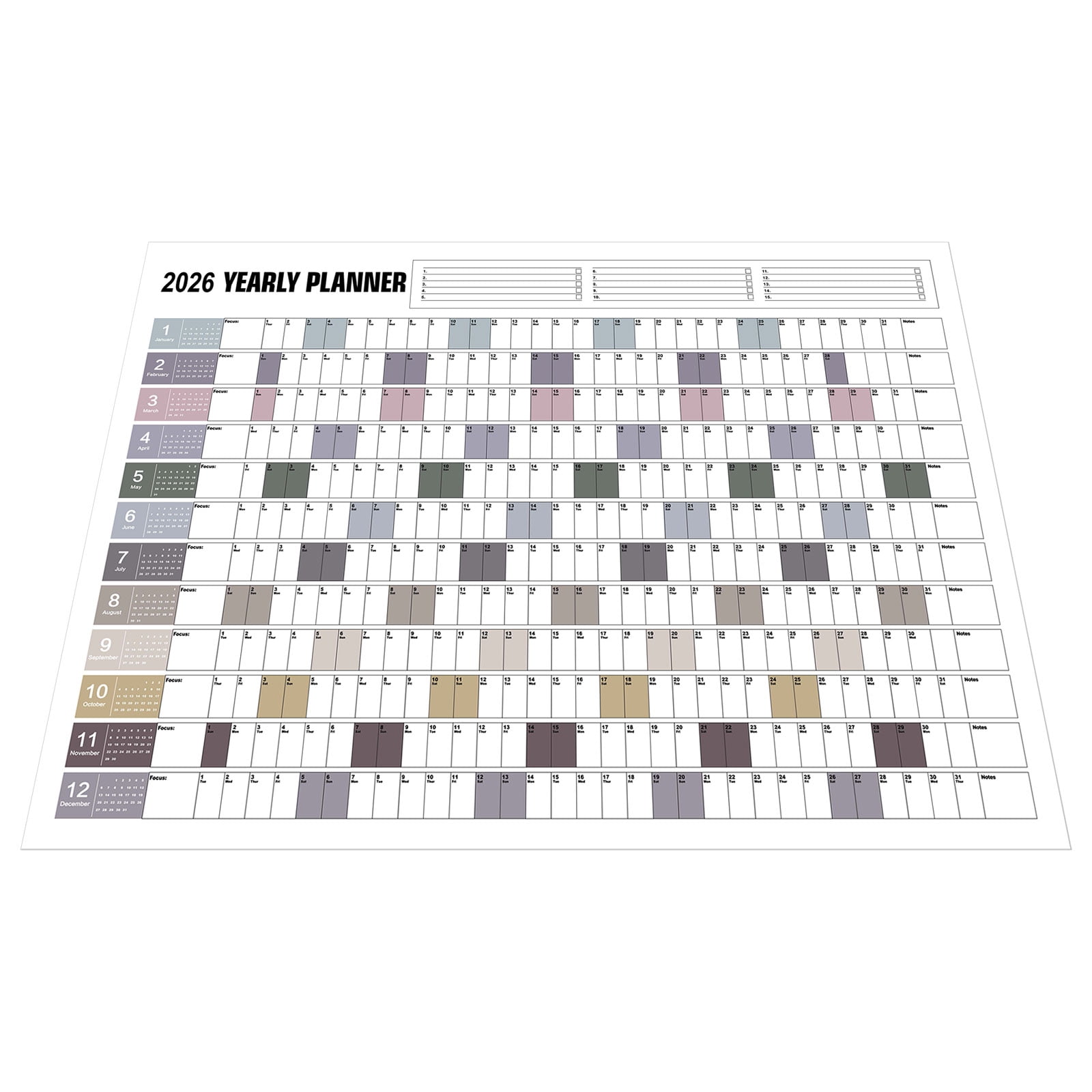 Raindrops Large 2026 Yearly Wall Calendar Paper Planner with Easy ...