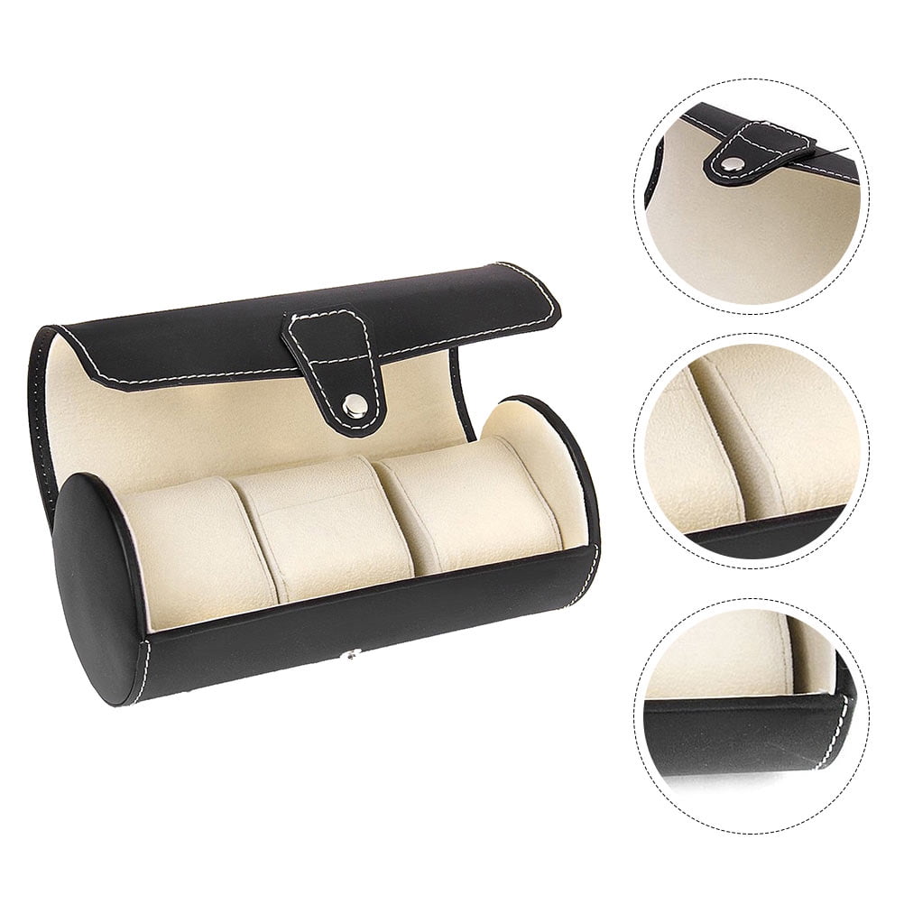 Raindrops Leather Watch Storage Box with 3 Compartments for Displaying ...