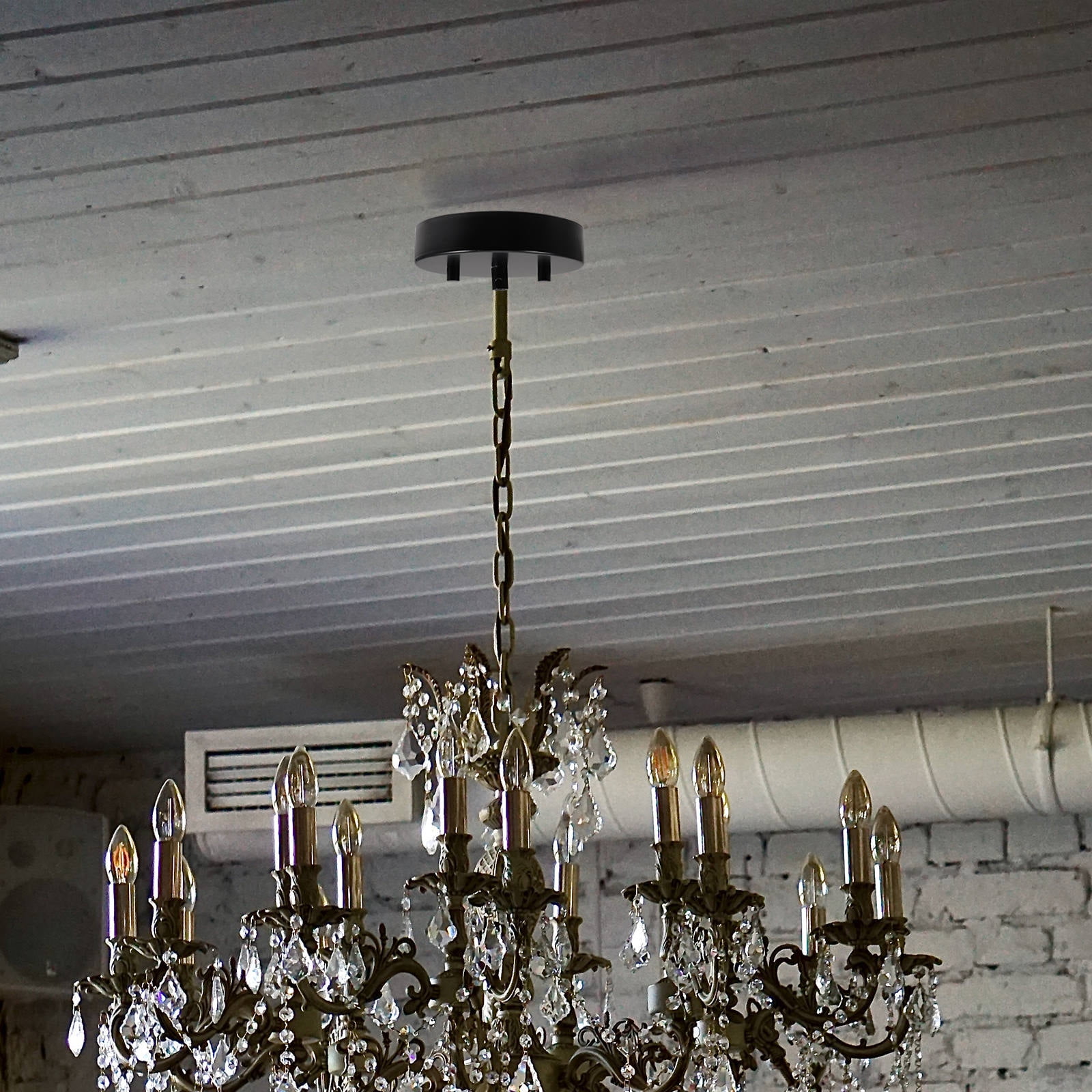 Raindrops Light Fixture Canopy Kit 1 Set Black Iron Square for Ceiling Light Fittings in Dining ...