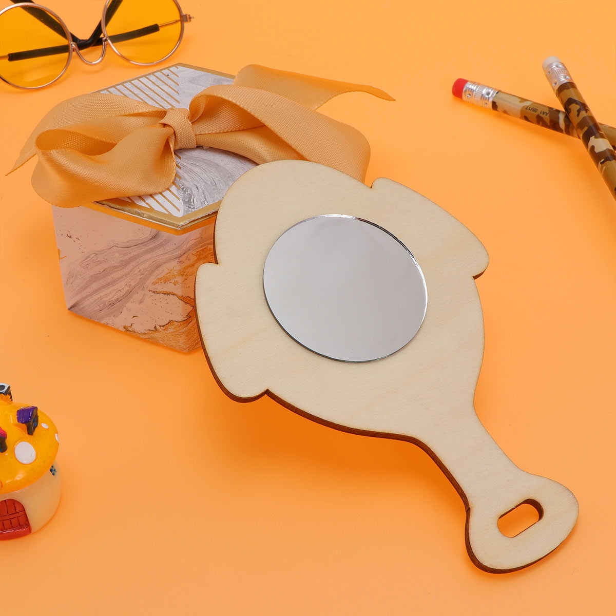 Raindrops Light Yellow Wooden Mini Mirror Toys Educational DIY Craft ...