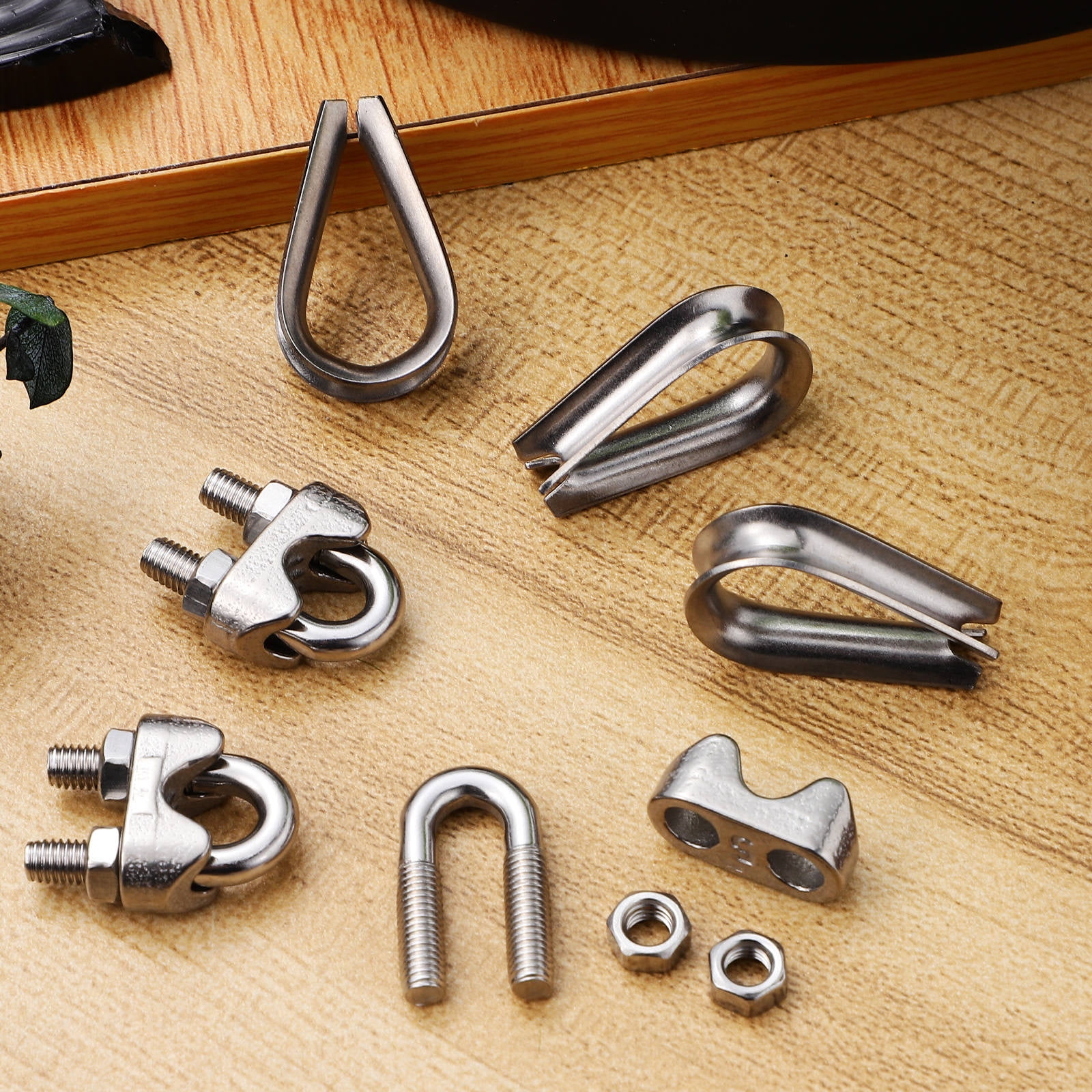 Raindrops MLINS 22 Pcs Wire Clamps Cable Clamp Rope Clips Stainless ...