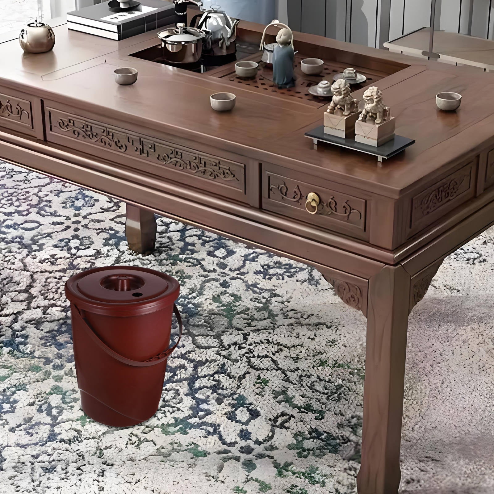 Raindrops MLINS Swing Top Trash Can with Handle 5L Tea Dregs Drainage ...