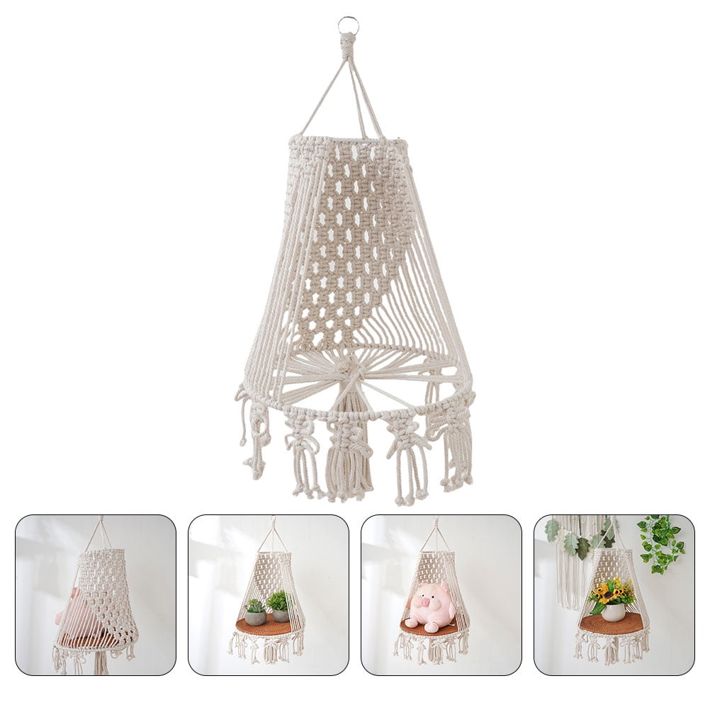 Raindrops Macrame Cotton Rope Hanging Pocket 58.00X30.00X30.00CM Beige ...