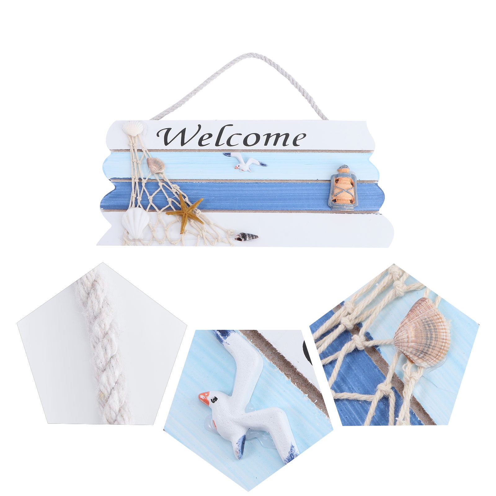 Raindrops Mediterranean Style Welcome Hanging Sign Hand Painted Wood ...
