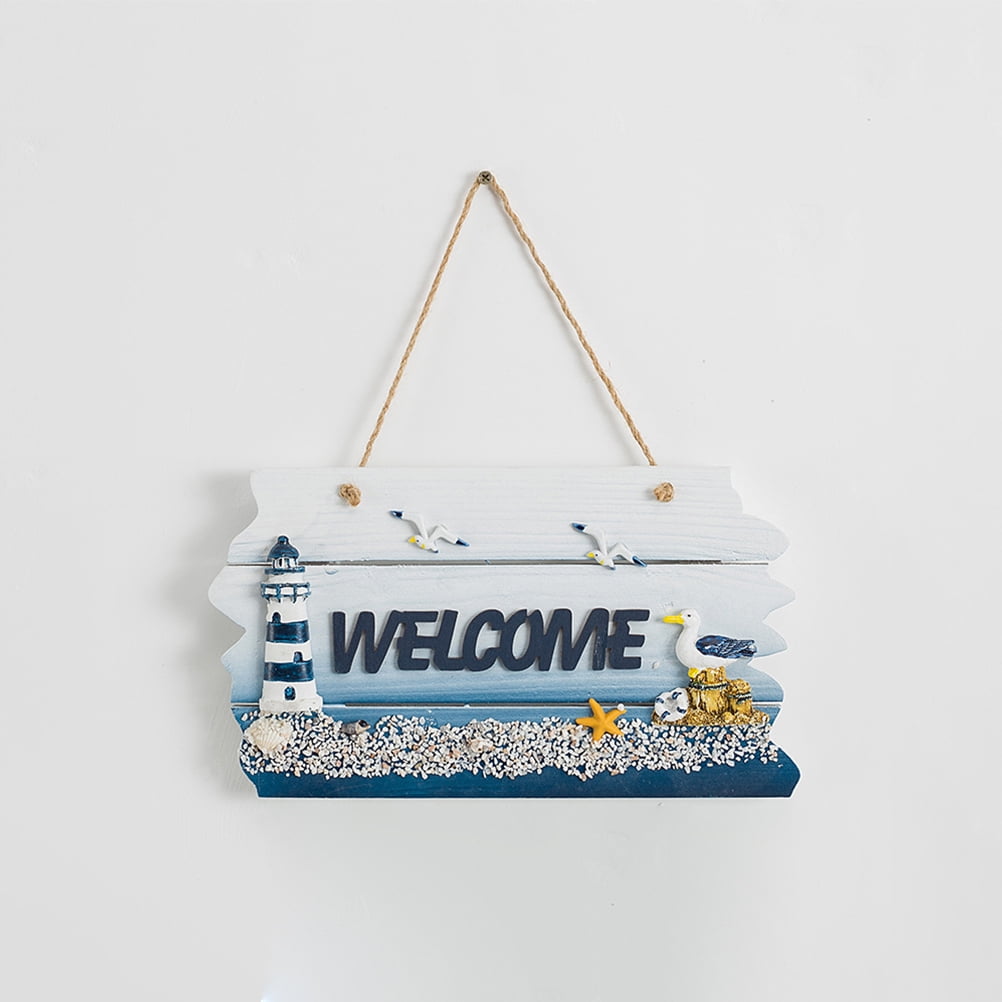 Raindrops Mediterranean Theme Welcome Sign Wooden Hanging Entryway ...