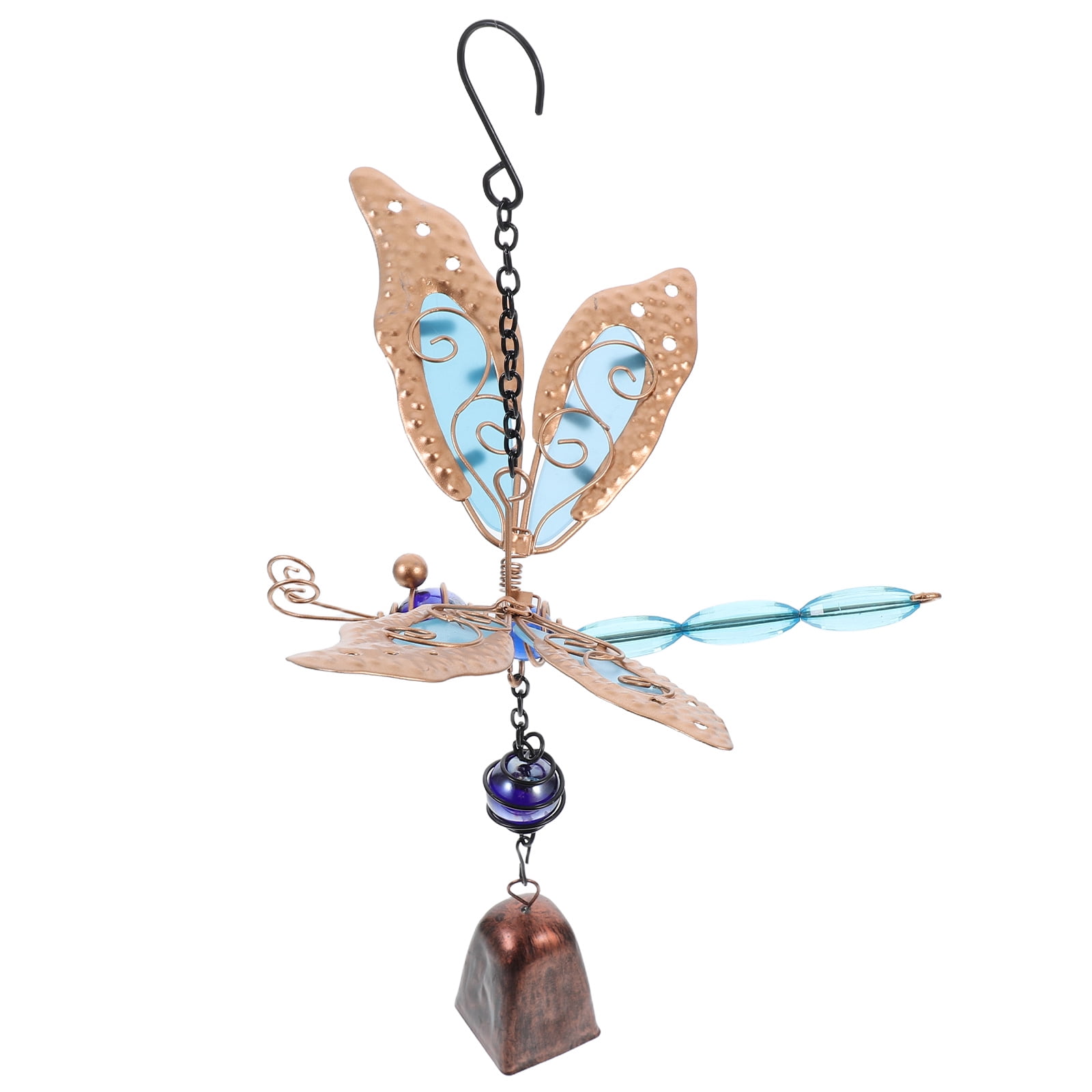 Raindrops Garden Dragonfly Wind Chime Metal Frame with Glow in The Dark ...