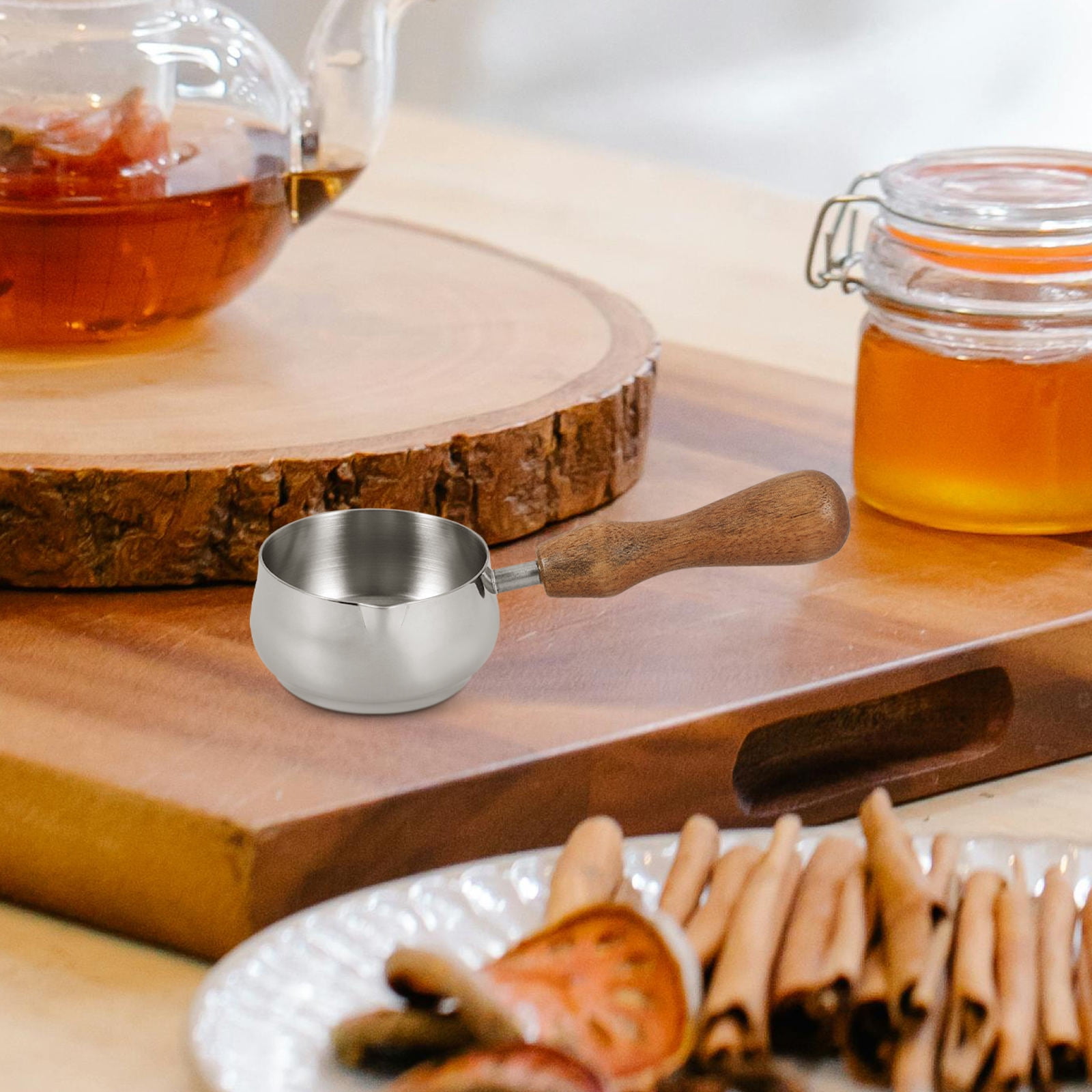 Raindrops Metal Milk Pitcher With Wooden Handle Small Jug For Coffee ...