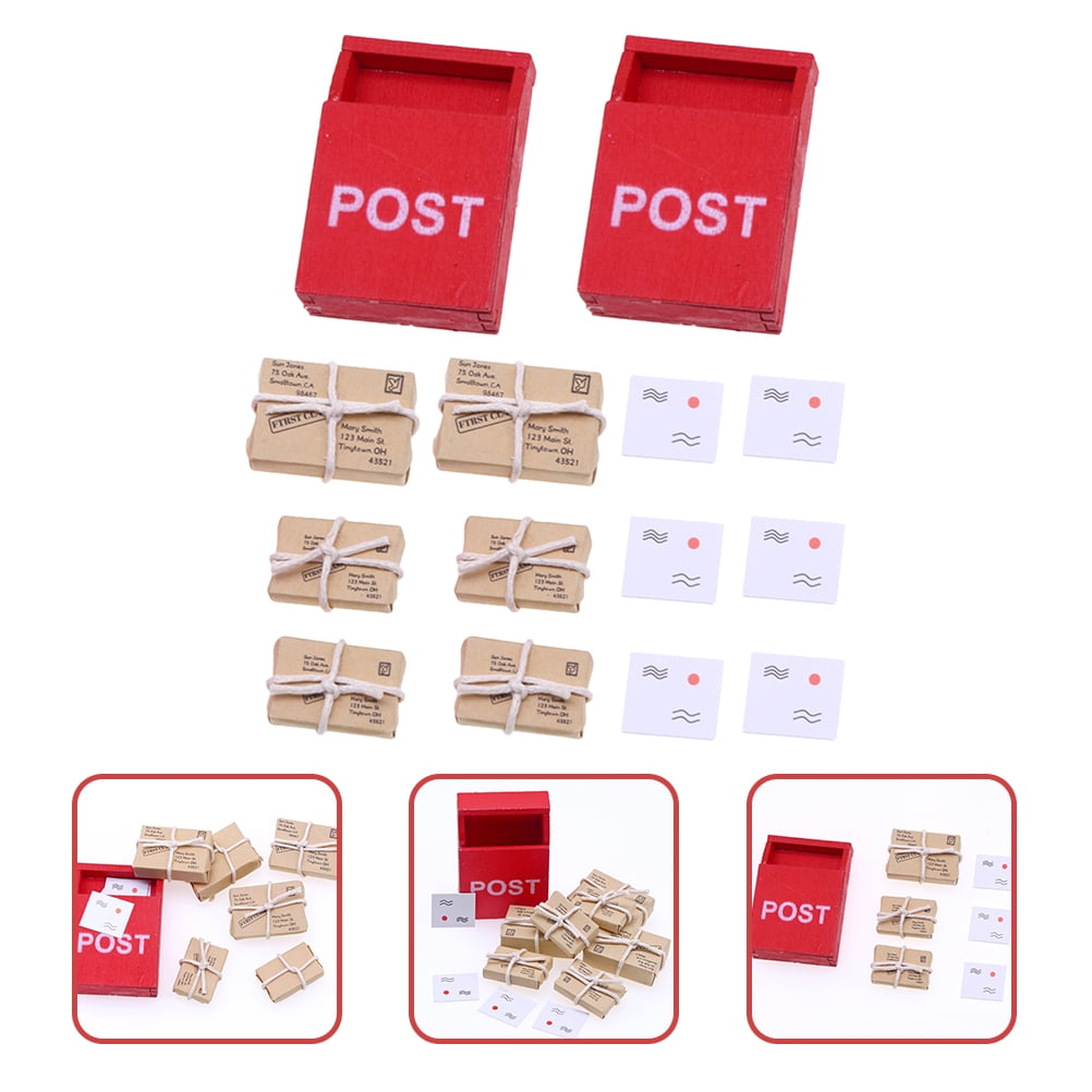 Raindrops Mini Mailbox and Parcels Set for Kids Decorative Doll House ...
