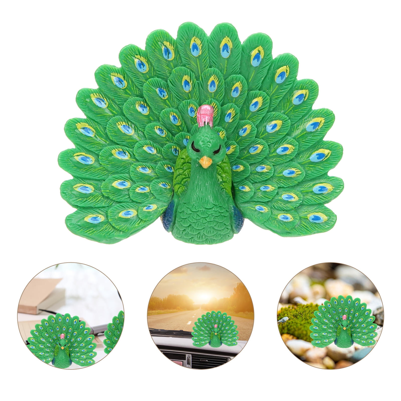 Raindrops Mini Peacock Figurine for Decoration Made of Resin Green ...
