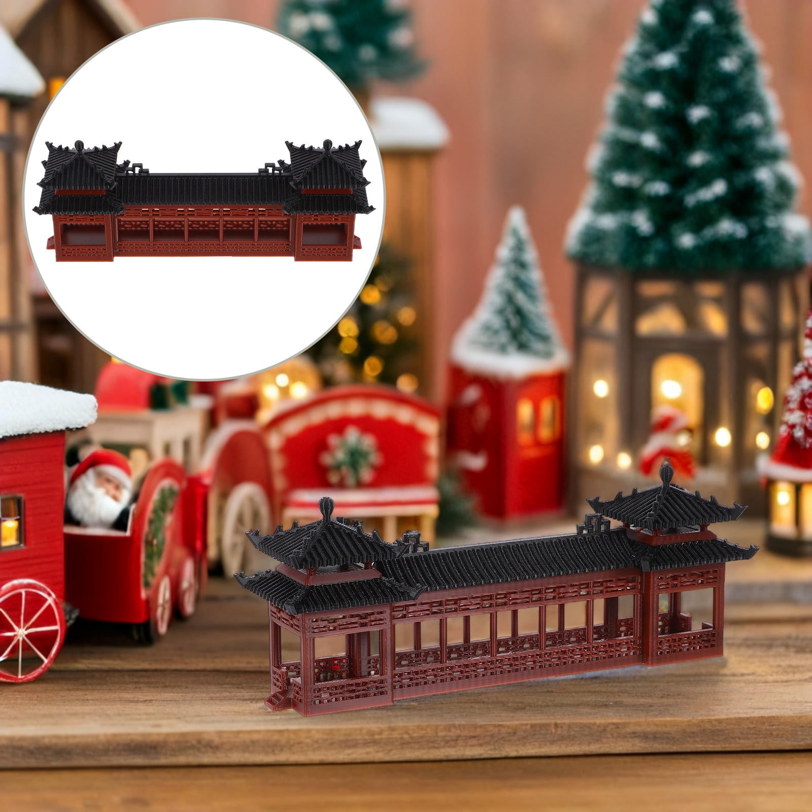 Raindrops Miniature Corridor Model Ancient Pavilion Miniature Plastic ...