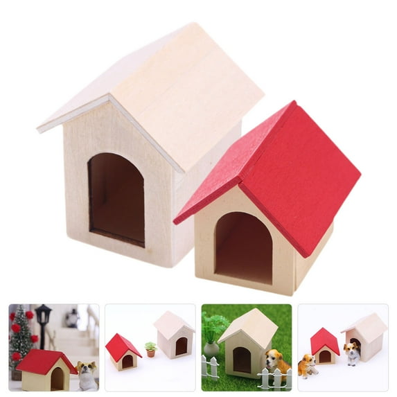 Raindrops Miniature Dog Kennels Dollhouse Decorations Made of Birch ...