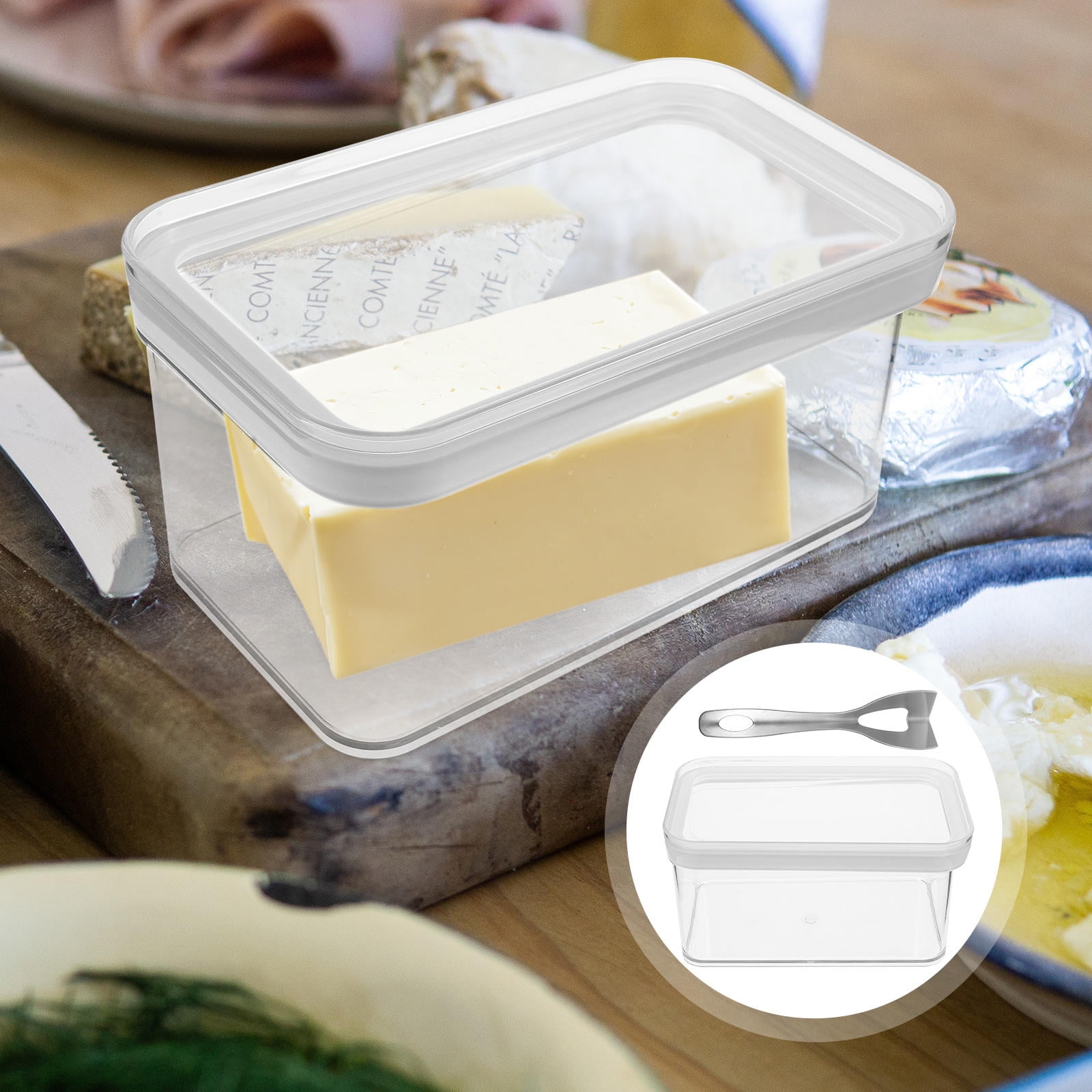 Raindrops Modern Butter Cutter Container Reusable Butter Holder 17.5X10 ...