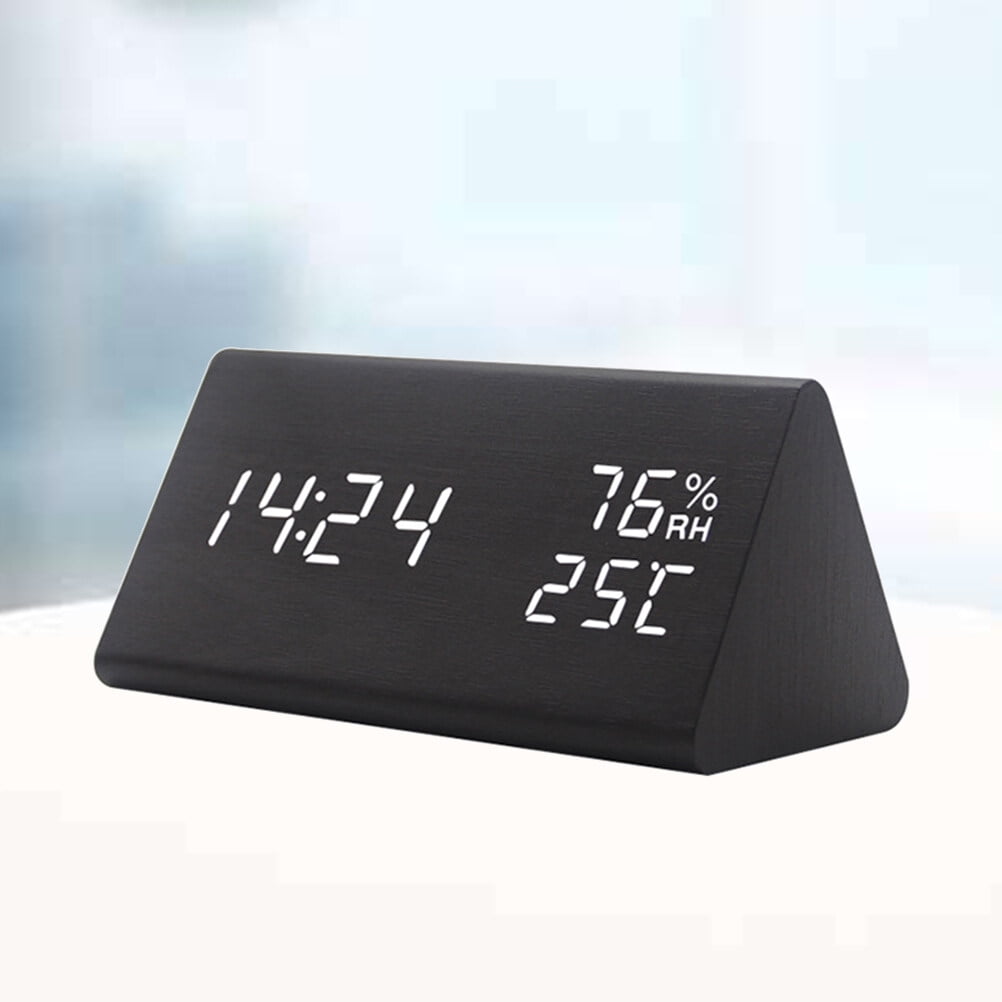 Raindrops Modern Triangle LED Wooden Alarm Clock Classical Digital ...