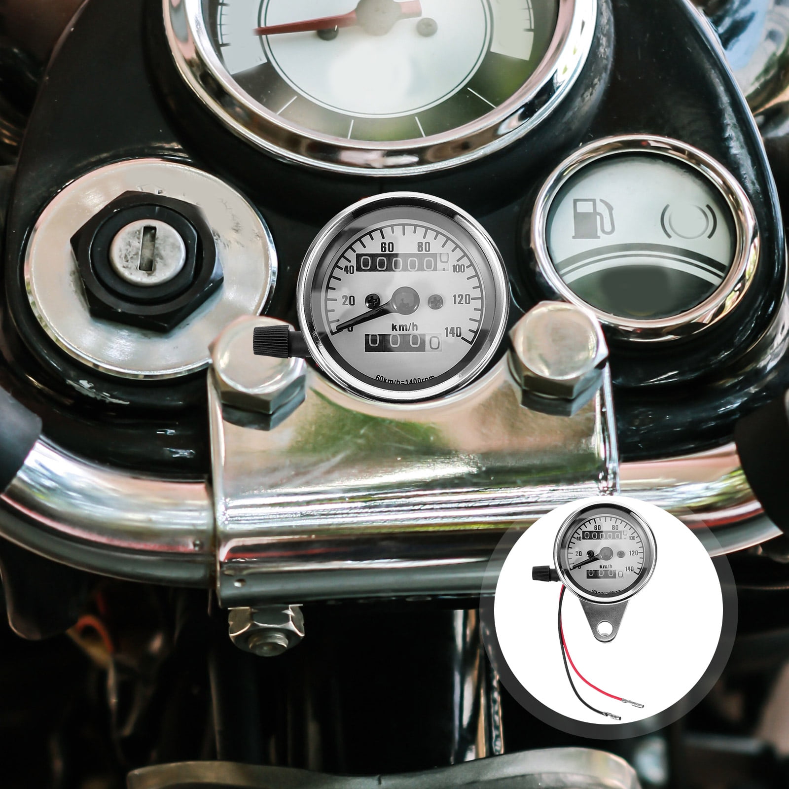 Raindrops Motorcycle Speedometer 1Set Silver with Round Shape for ...