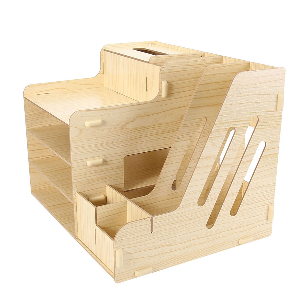 Raindrops Multi-compartment Document Shelf Wooden File Rack Storage ...