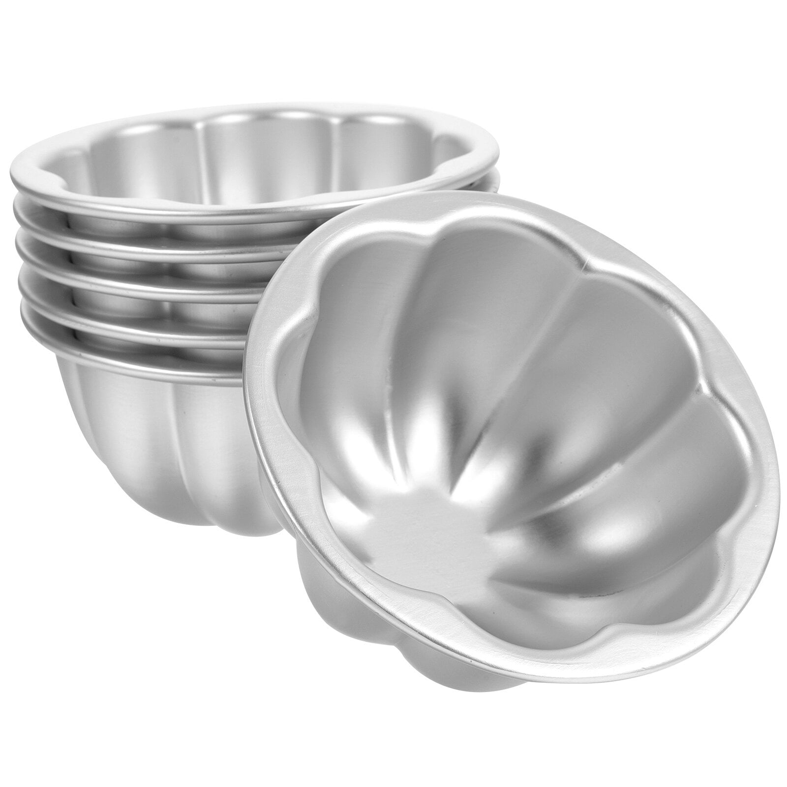 USHOBE Dariole Mold For Baking Pudding Cups Silver 6Pcs 3.7X3.7X1.8In ...