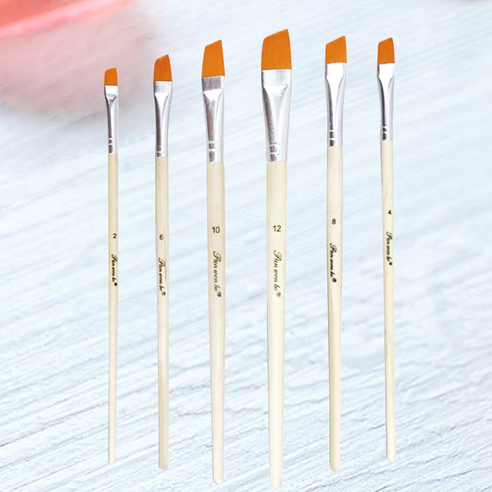 Raindrops 6 Pcs Nylon Paint Wood Handle Artist Paint Brush Set Aluminum ...