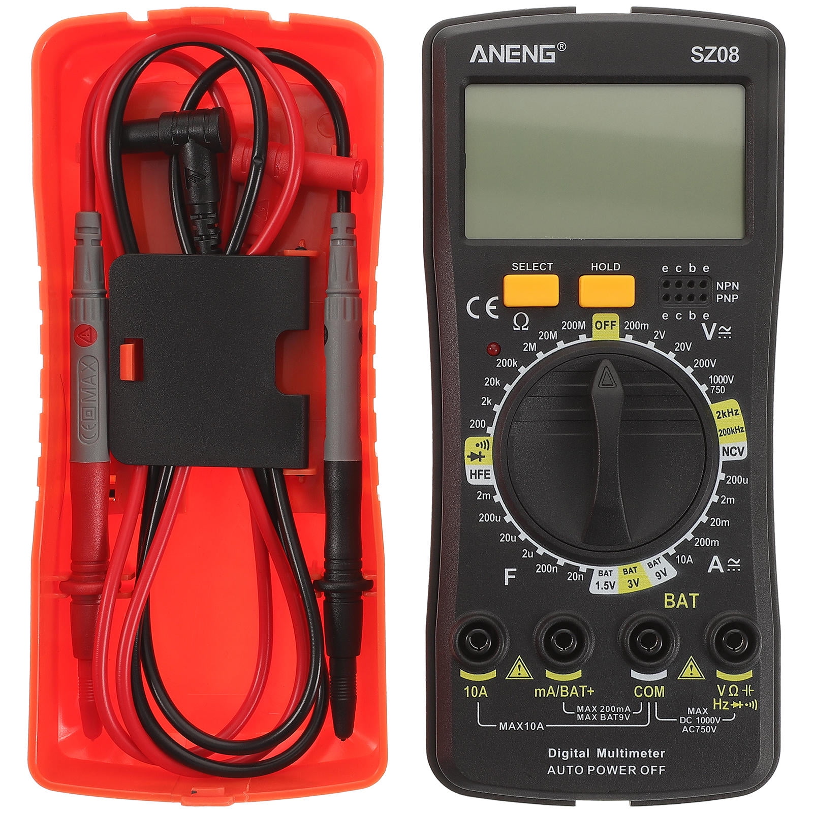 Raindrops Orange Multifunction Digital Multimeter for Testing Voltage ...