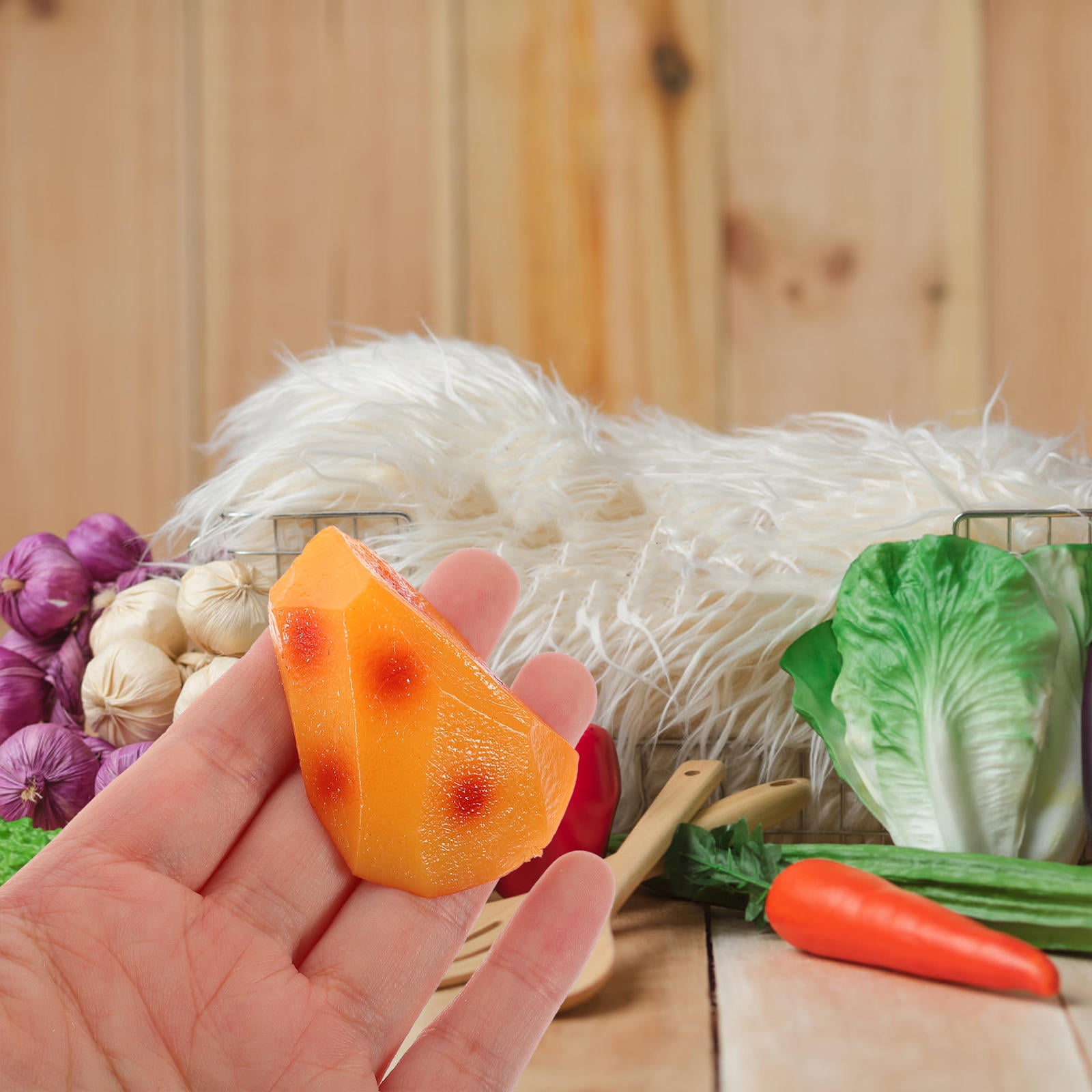Raindrops Orange PVC Potato Chunks Props for Kids Playing Lifelike and ...