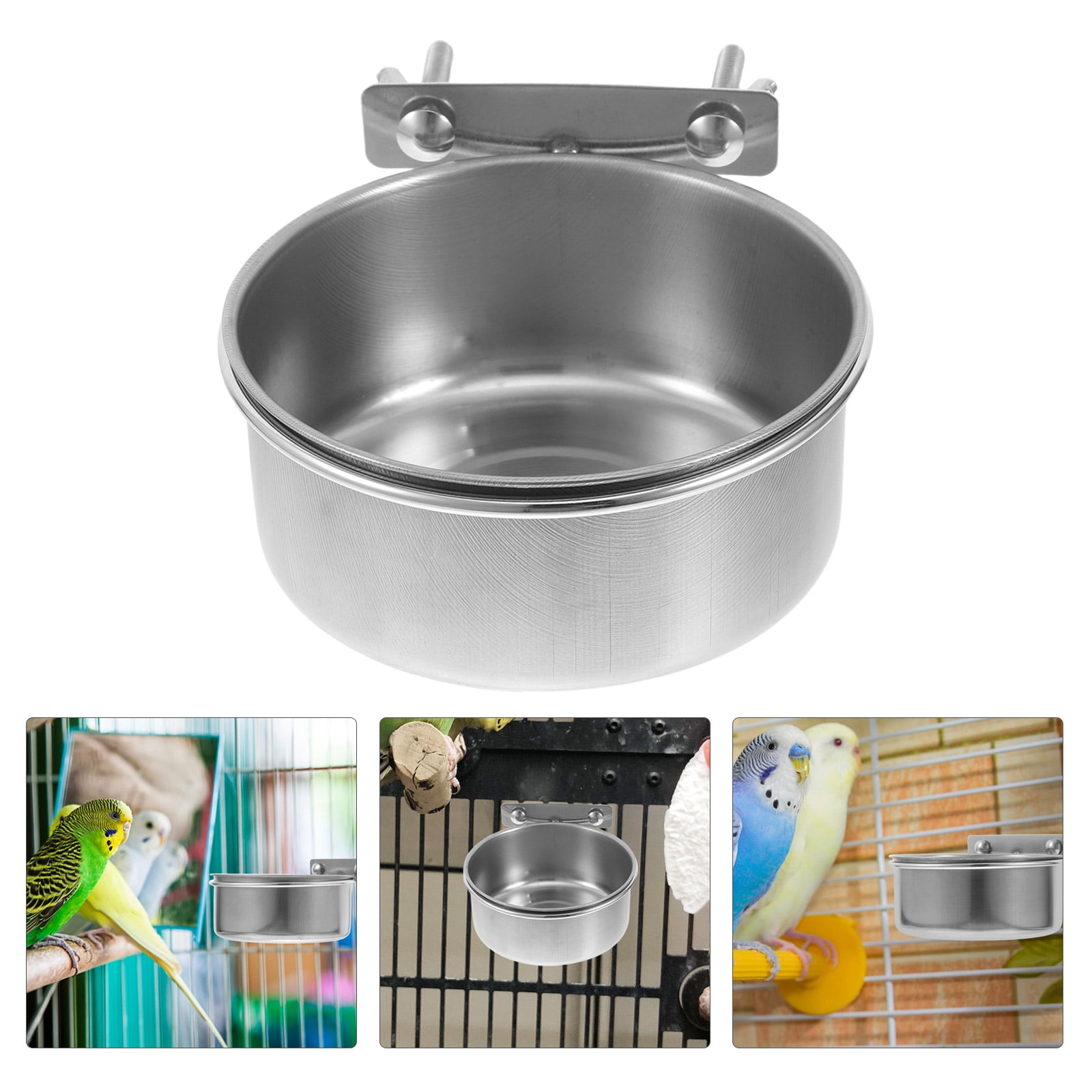 Raindrops Parrot Feeding Cup Birds Food Dish Stainless Steel Parrot ...