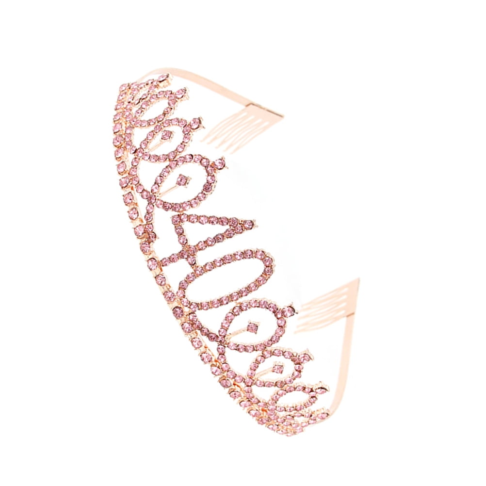 Raindrops Pink Rhinestone Crown with Alloy Insertion Comb for Birthday ...