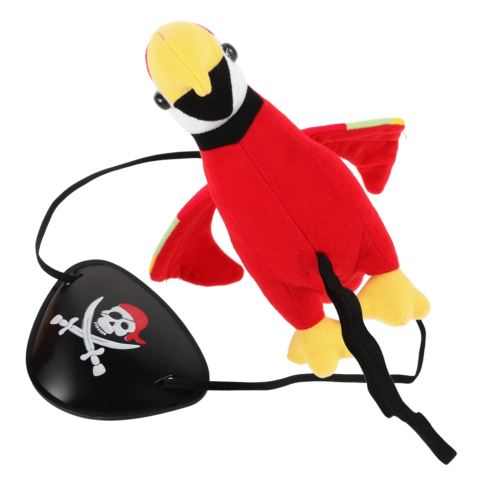 Raindrops Pirate Parrot Plush Toy for Playing Black Stuffed Bird Model ...